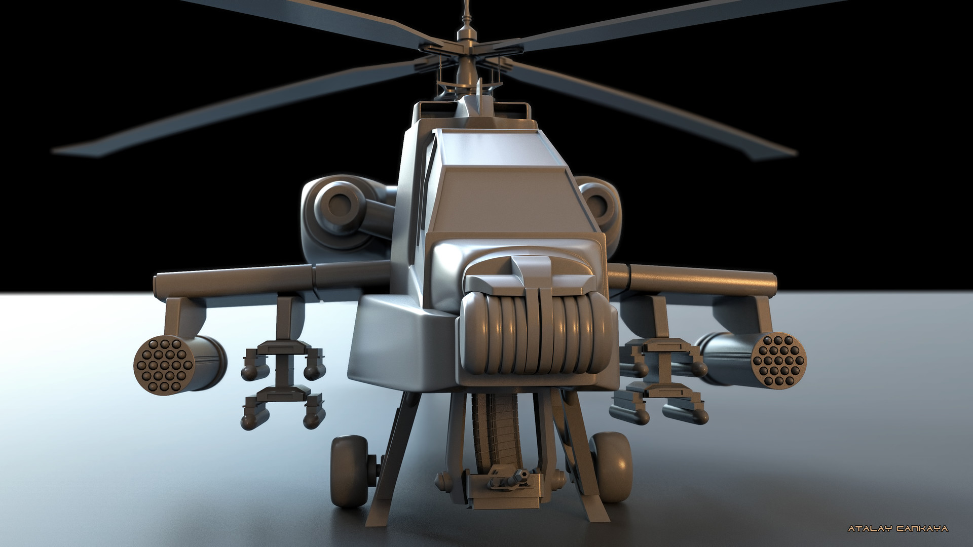 Atalay Cankaya - APACHE HELICOPTER - CLAY RENDERS