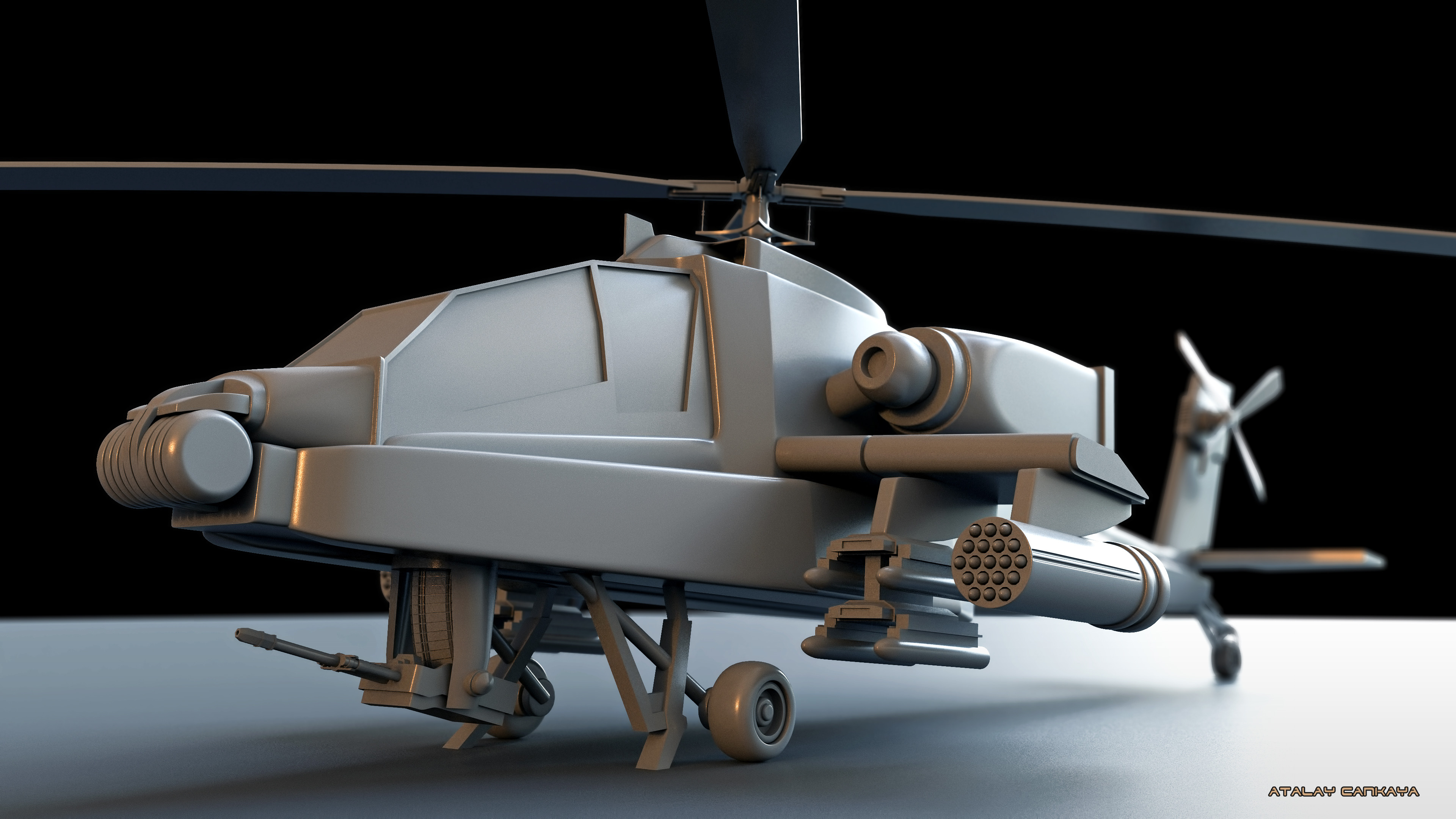 Atalay Cankaya - APACHE HELICOPTER - CLAY RENDERS