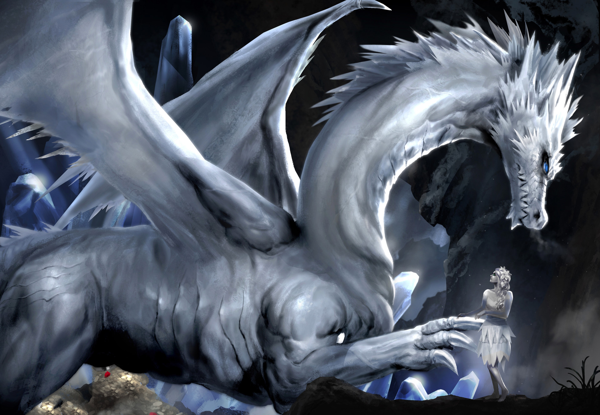 ArtStation - White Dragon and Ice Fairy., Ricky Ryan