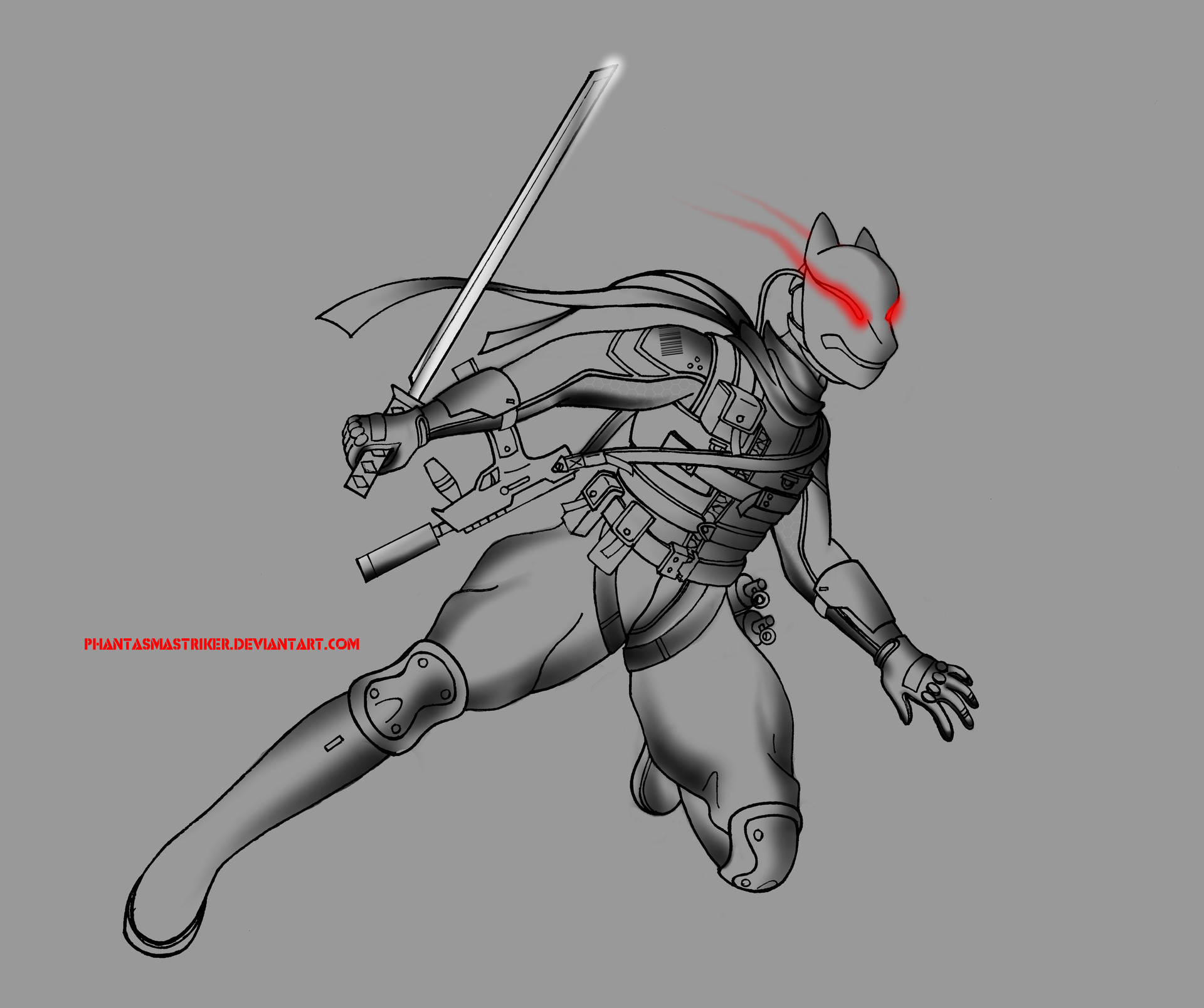 ArtStation - Kitsune Strike Solider ~MONOCHROME