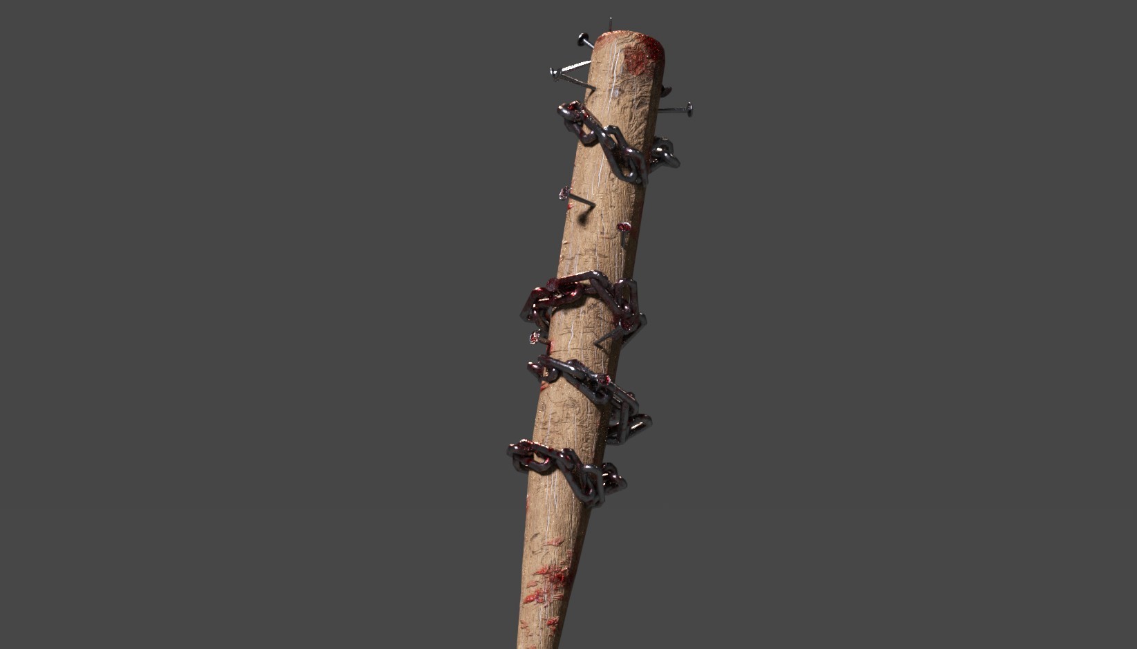 ArtStation - Chained And Nailed Wooden Bat + Bloodstains