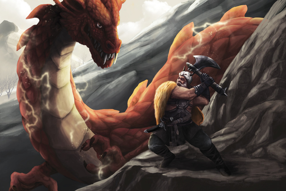 ArtStation - Battle of Rostam & dragon