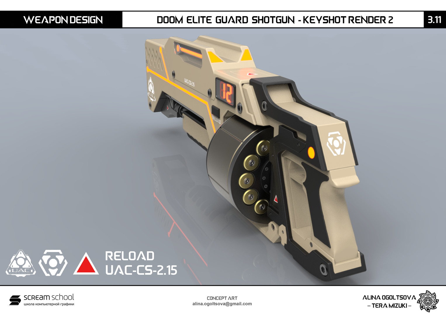 Alina Ogoltsova - Weapon Design - DooM Elite Guard Shotgun