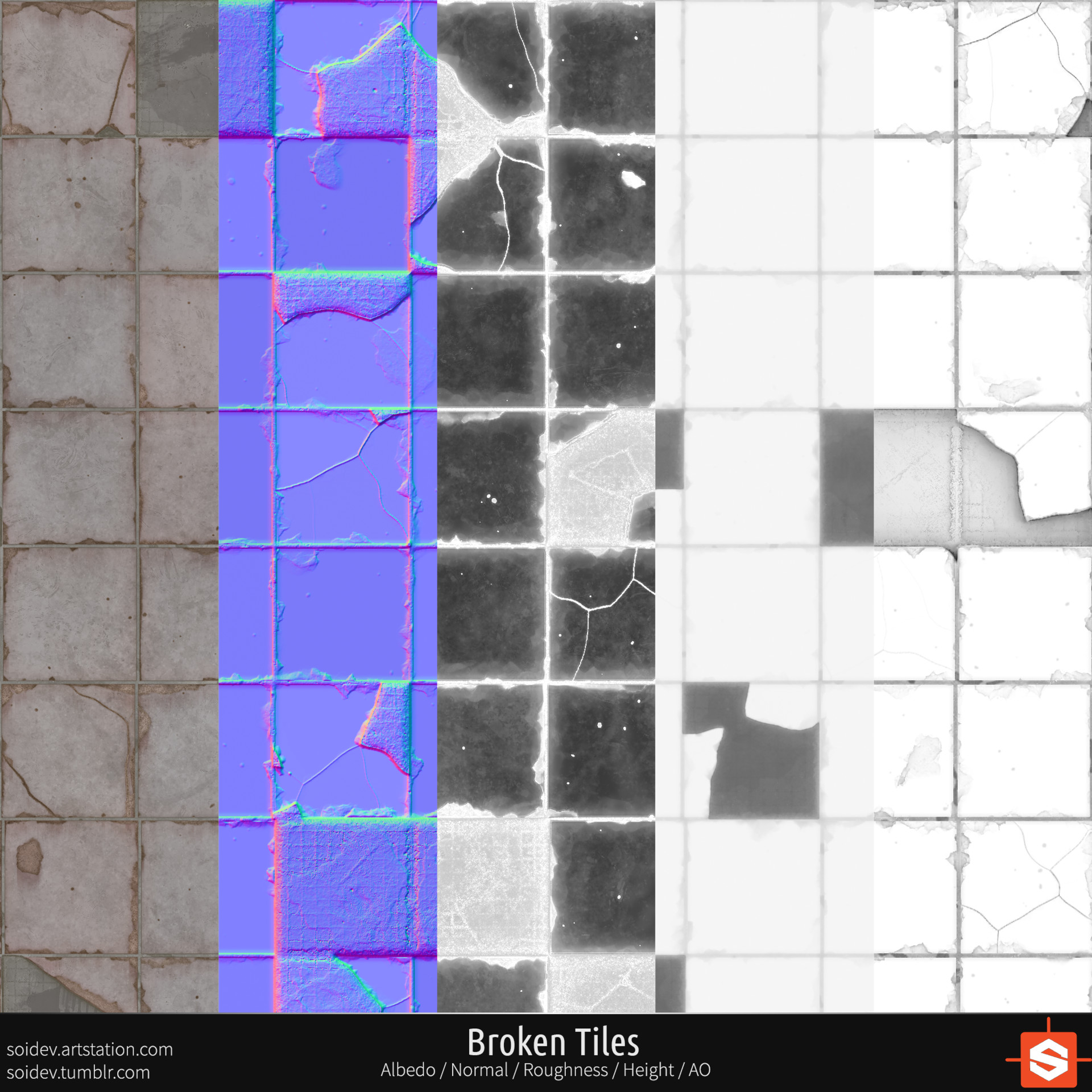 Ekaterina Fomenko - Substance Designer - Broken Tiles