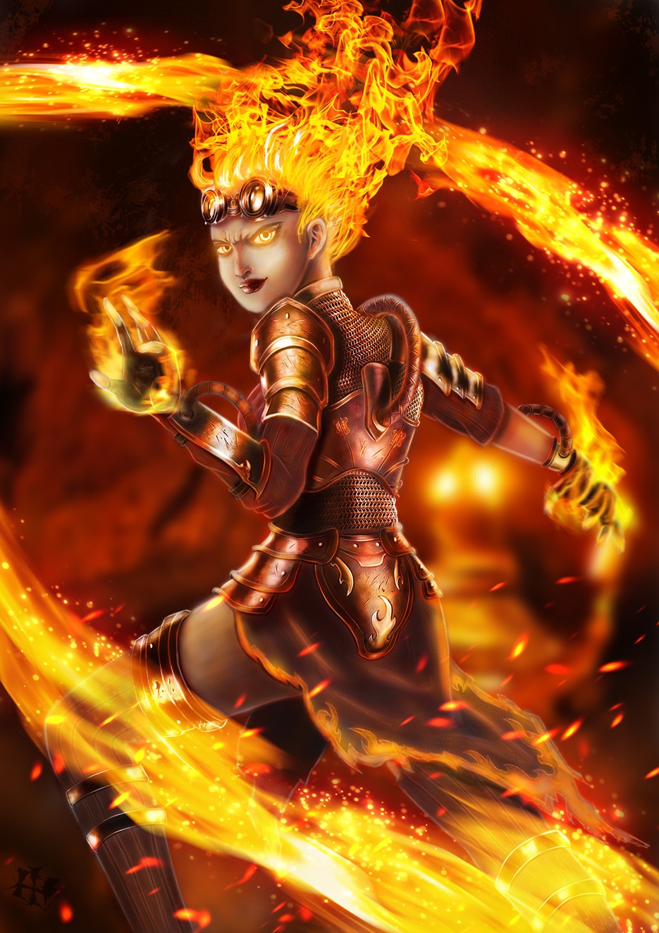 ArtStation - Chandra's Flame, test for MTG