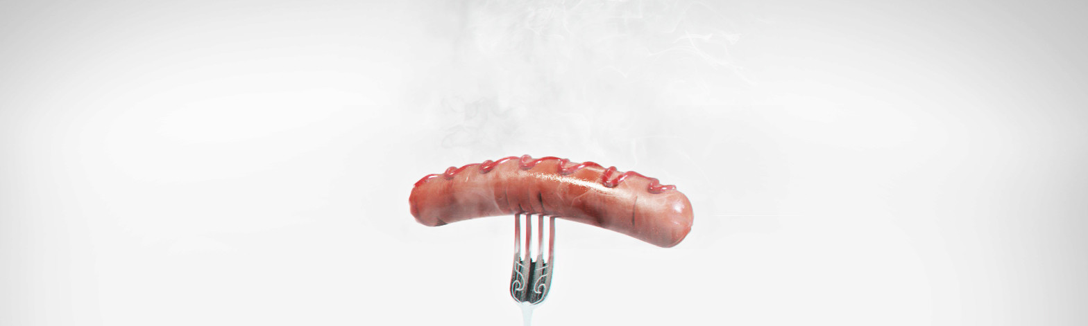 ArtStation - weiner on a fork on a plate