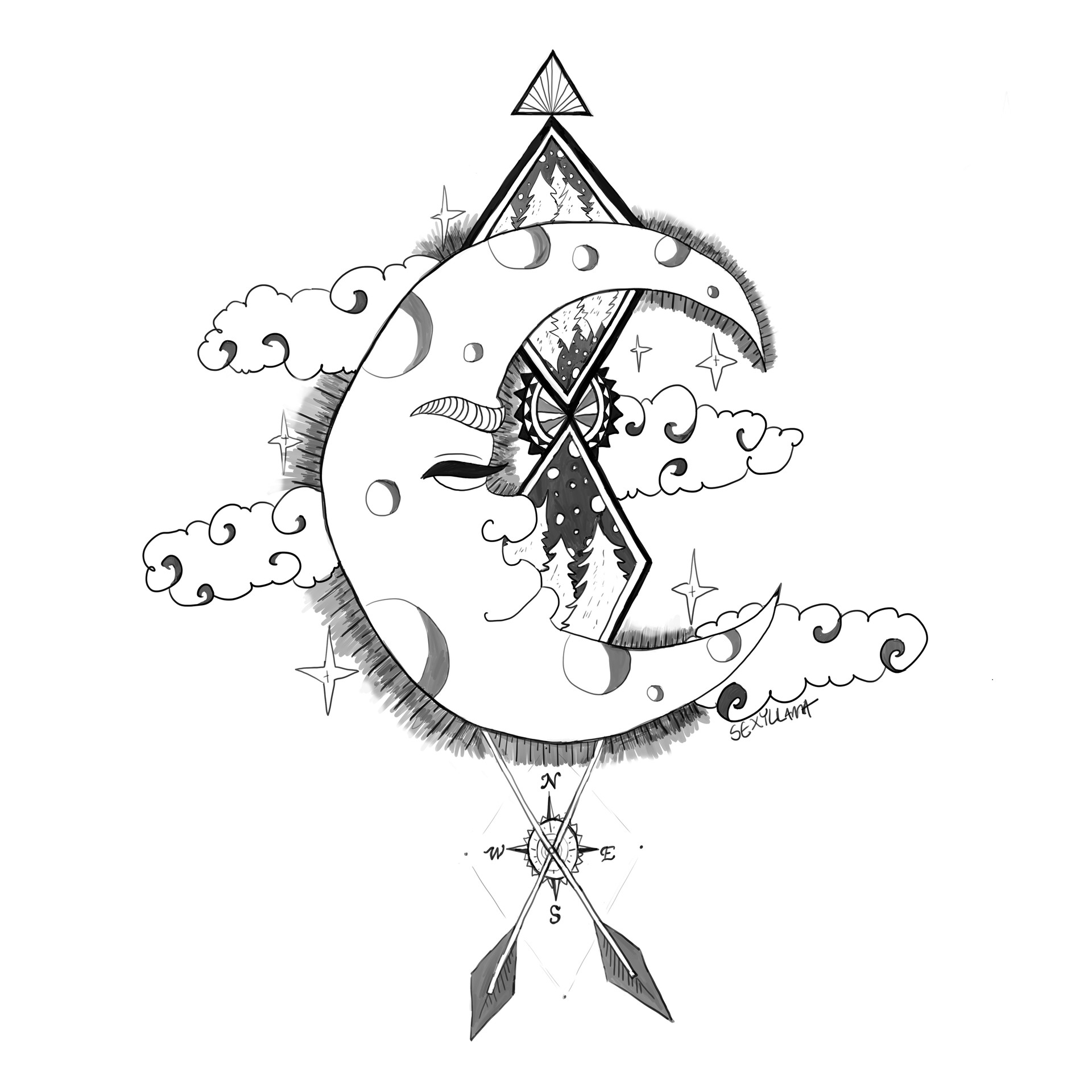 ArtStation - Moon tattoo