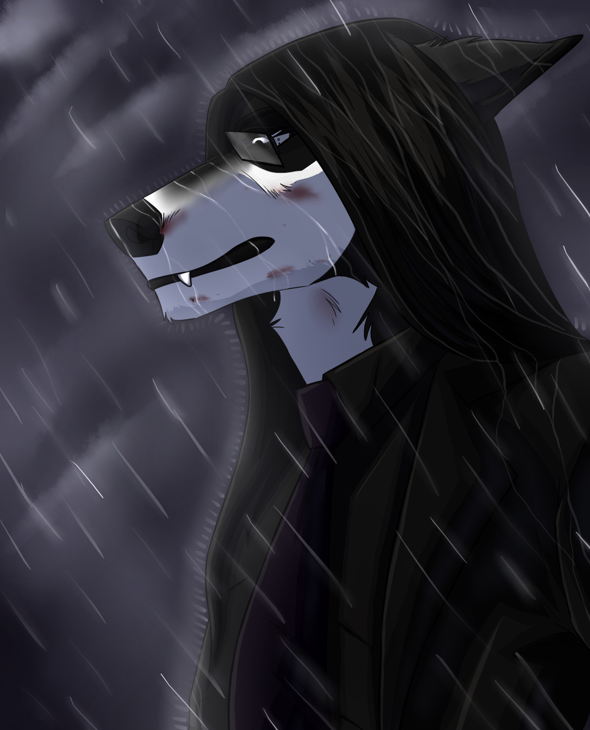 Drawing Of Wolf In Pain