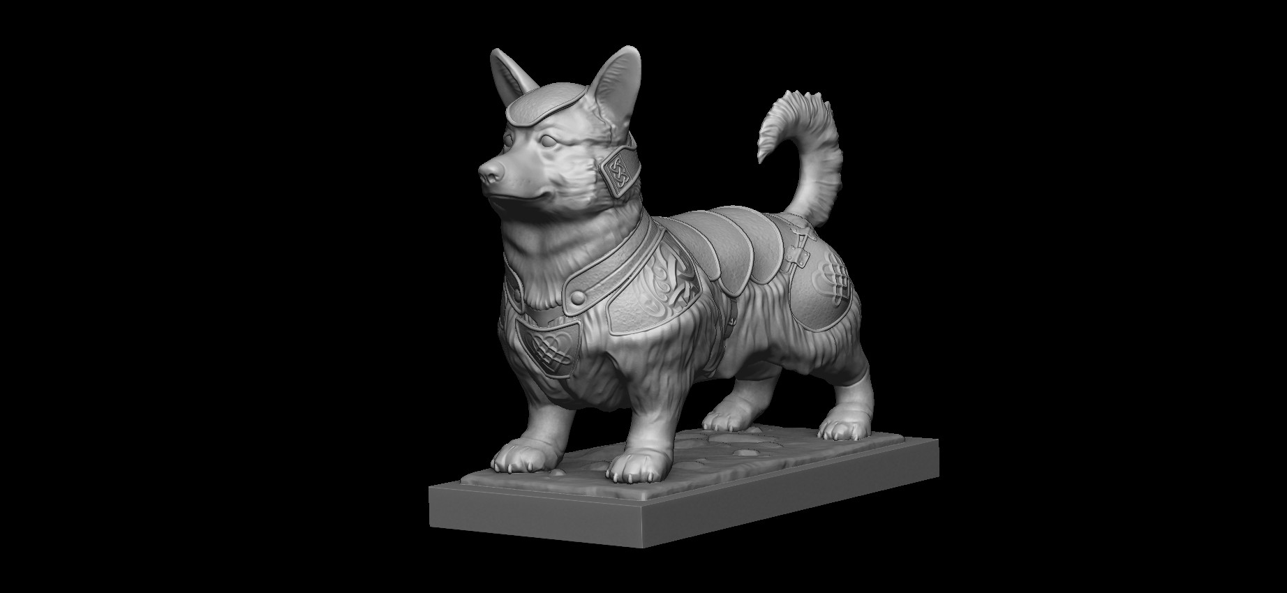 Eric Manley - Armored Corgi - digital sculpt for 3D print