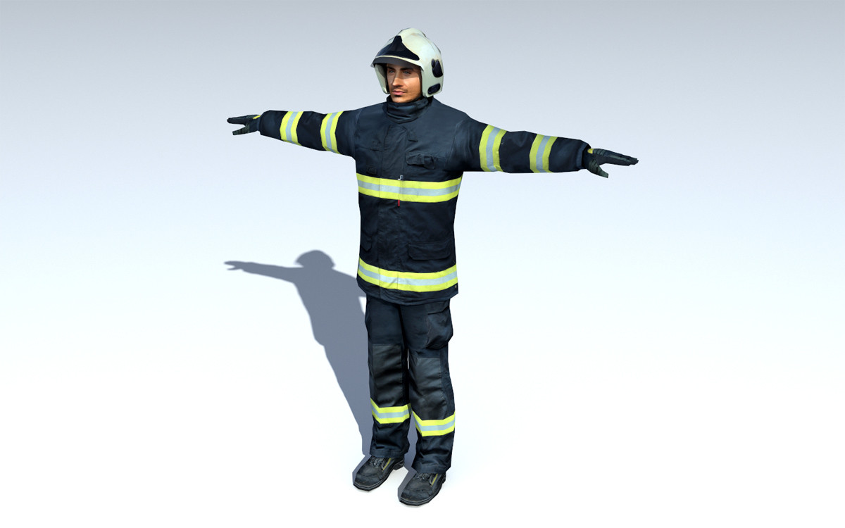 ArtStation - Firefighter, low poly realtime 3D model
