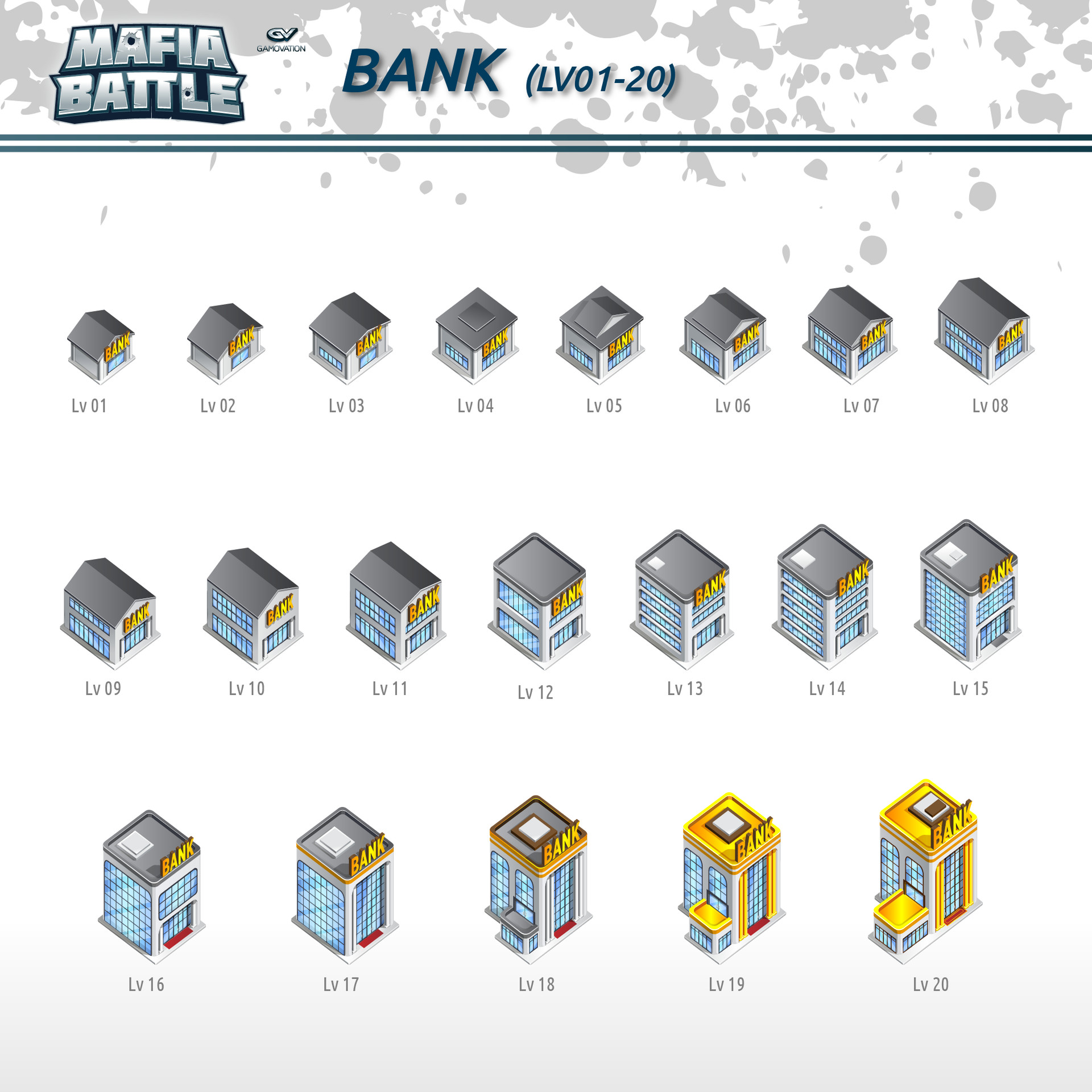 ArtStation - MAFIA BATTLE EMPIRE Building - Bank lv01-20