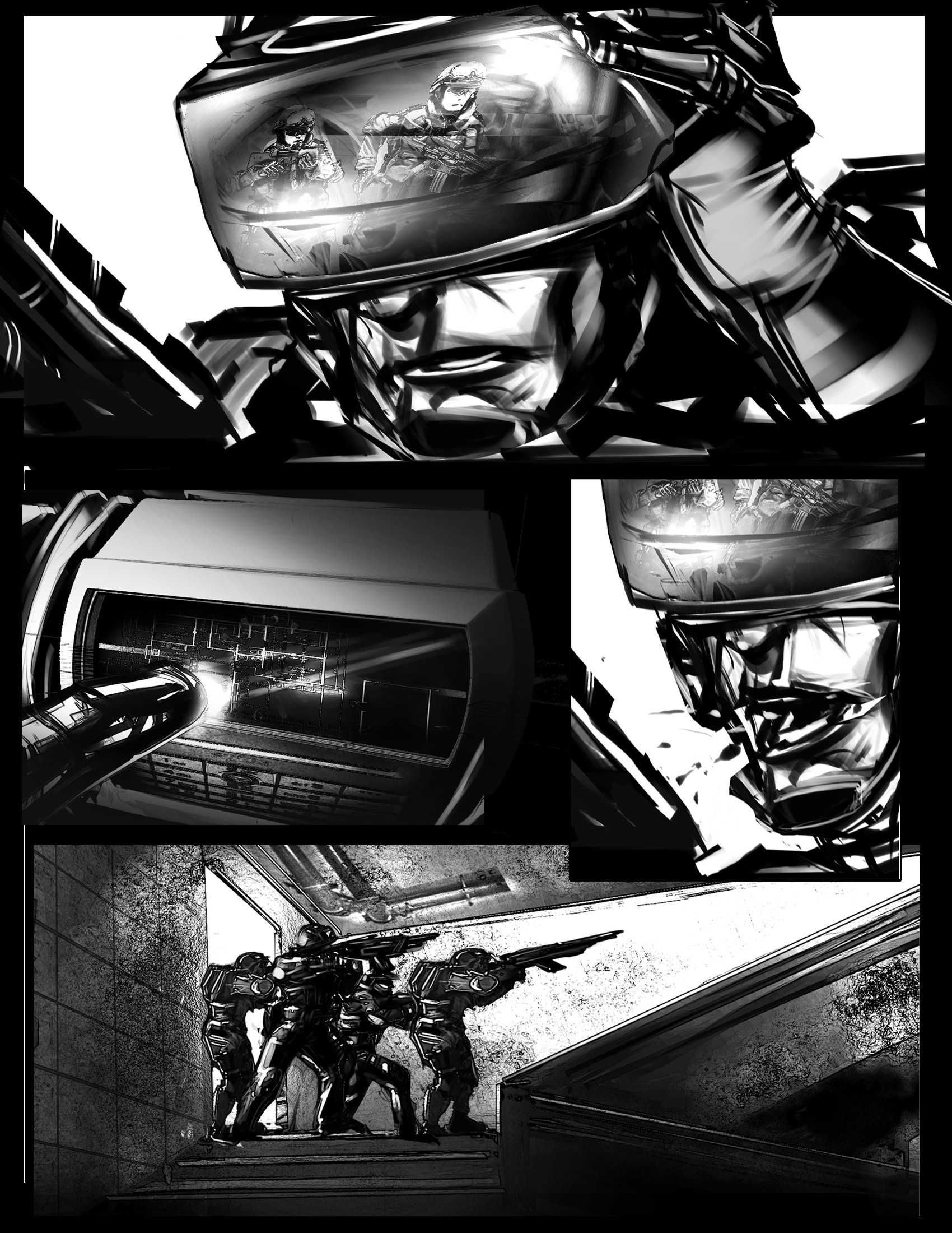 ArtStation - TECH CITY - STORYBOARDS - IN COMIC FORMAT