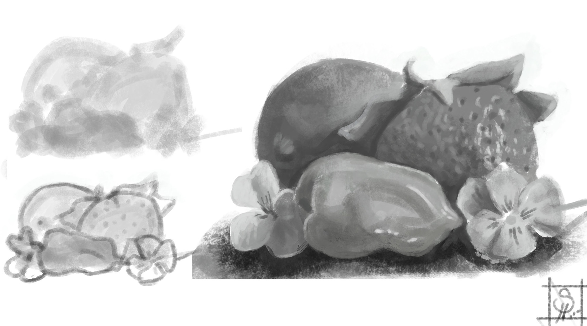 ArtStation - grey scale still life