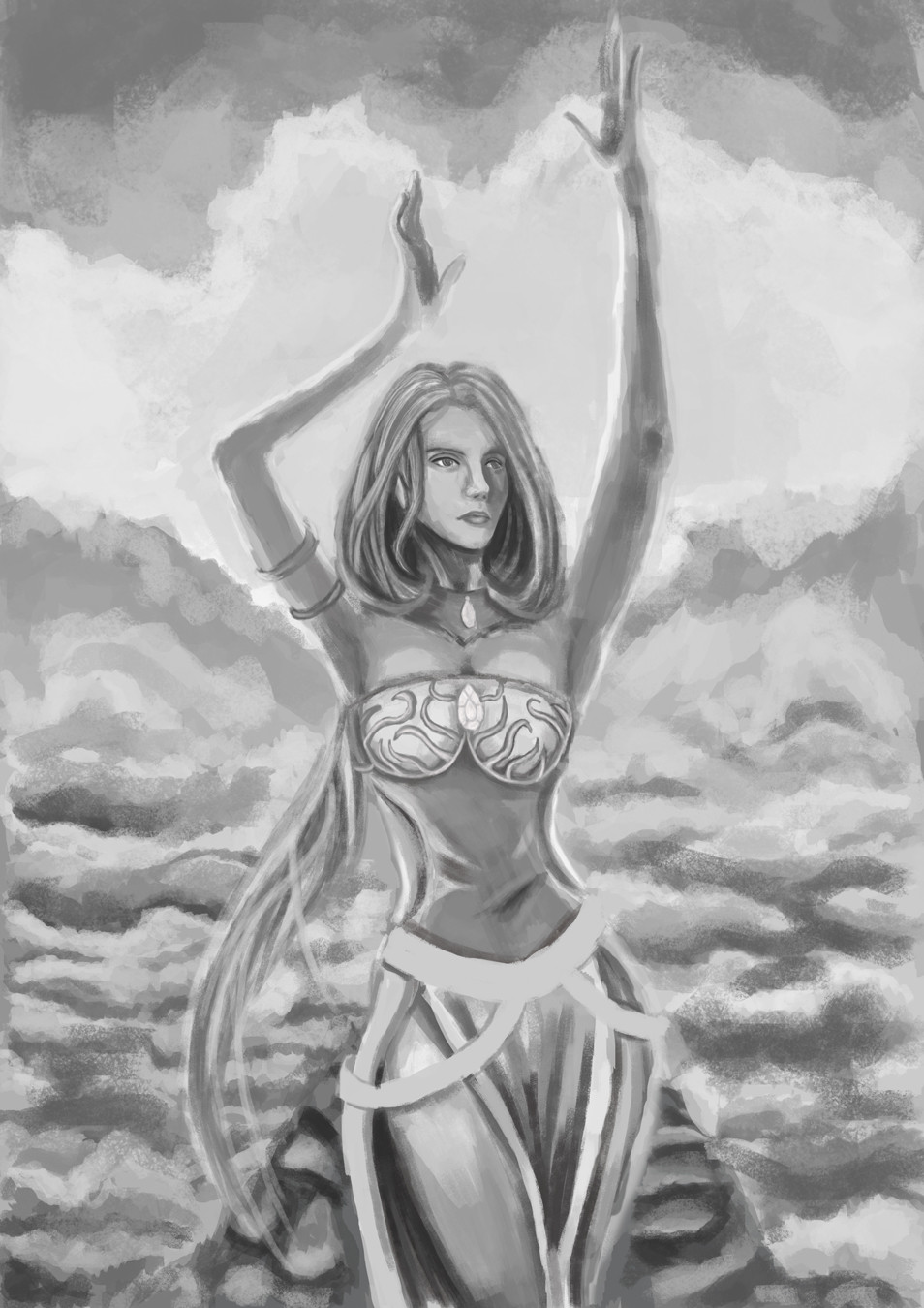 wind goddess drawing
