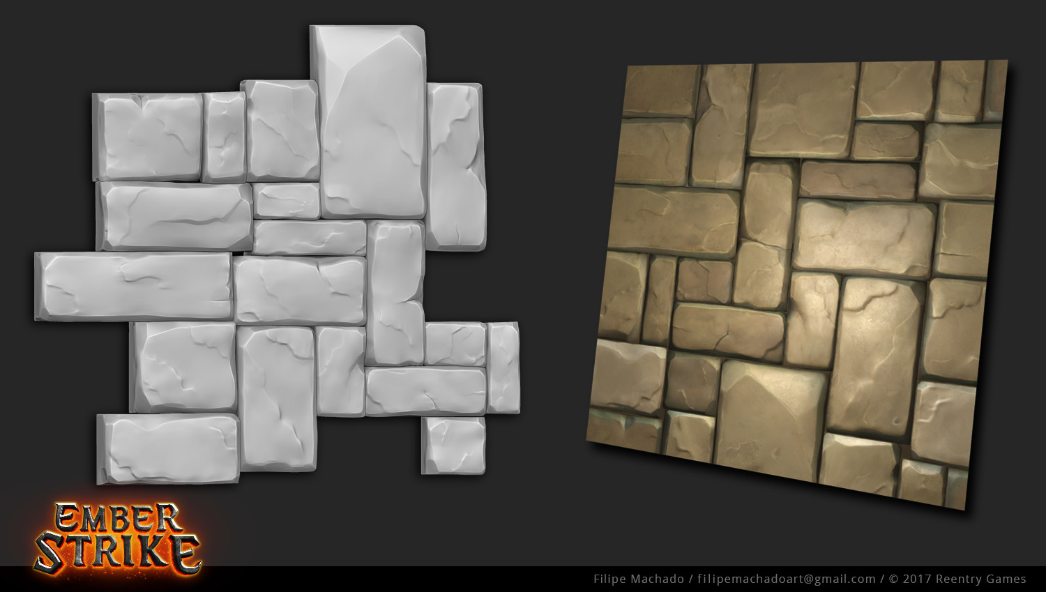 ArtStation - Tileable Stone Wall - Ember Strike
