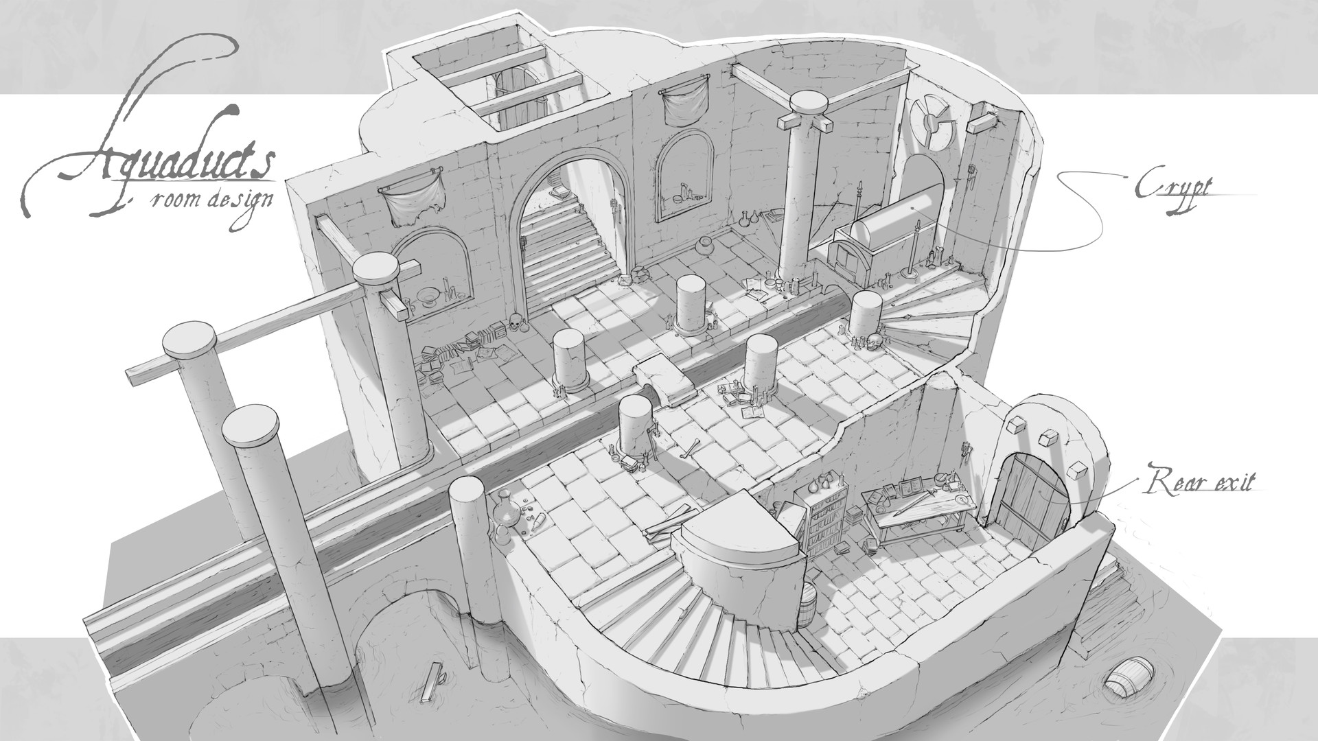 ArtStation - Aquaduct Crypt - Room Design