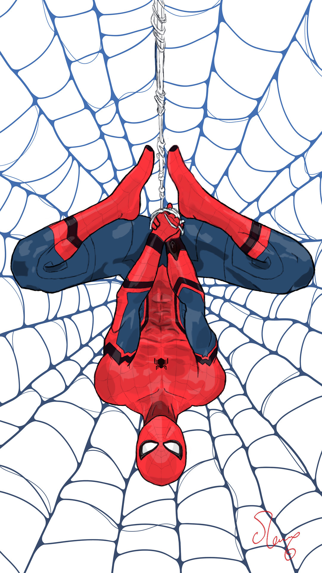 spiderman upside down drawing