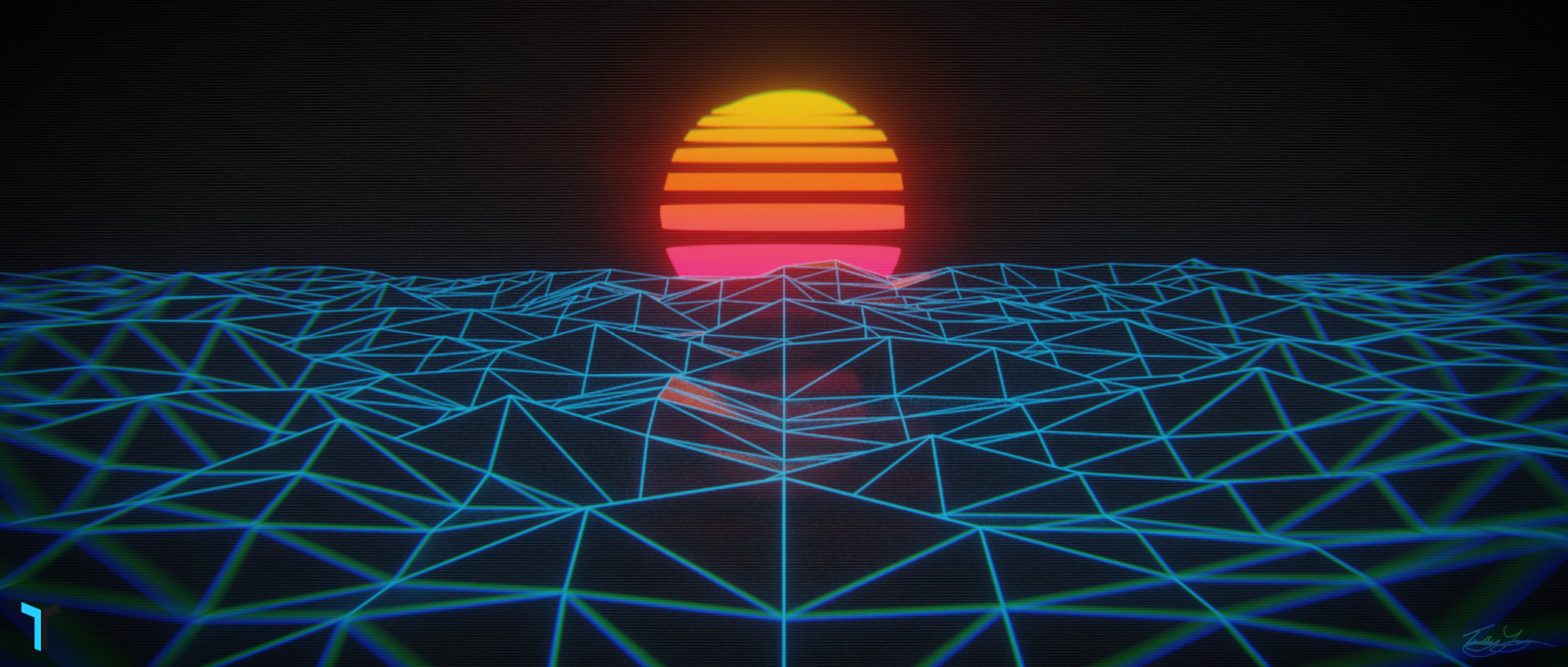 ArtStation - Outrun style sunset in Blender