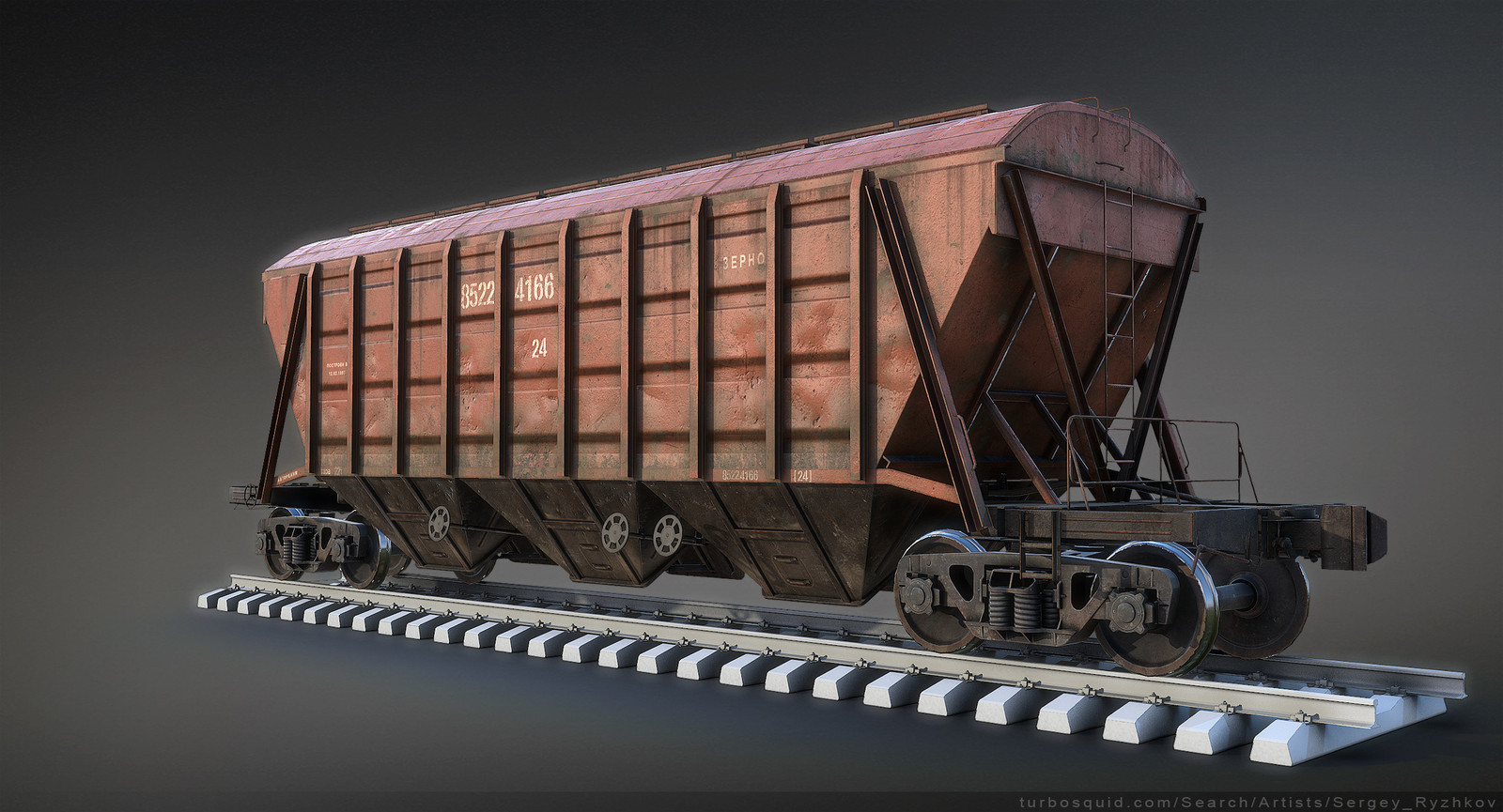 Serhii Ryzhkov - Hopper railroad car (low-poly)