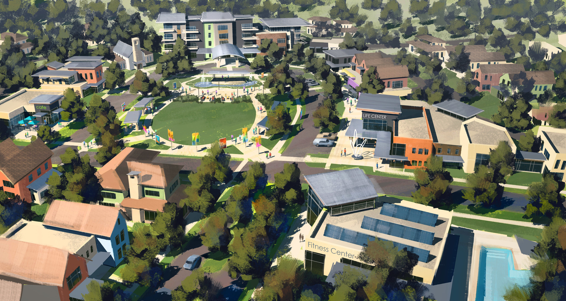 ArtStation - Conceptual aerial view for architectural client