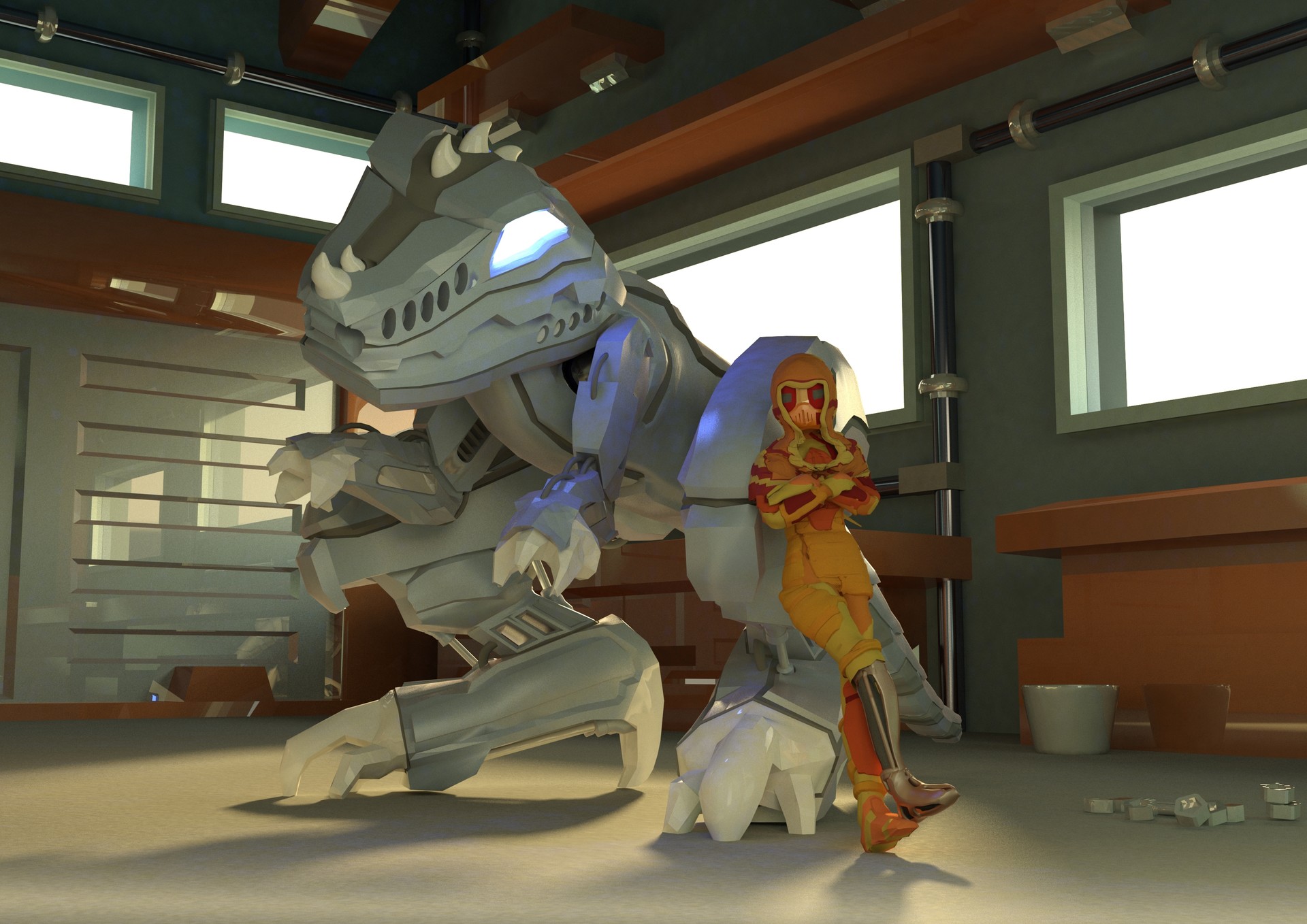 ArtStation - Engineer and Mecha Dinosaur