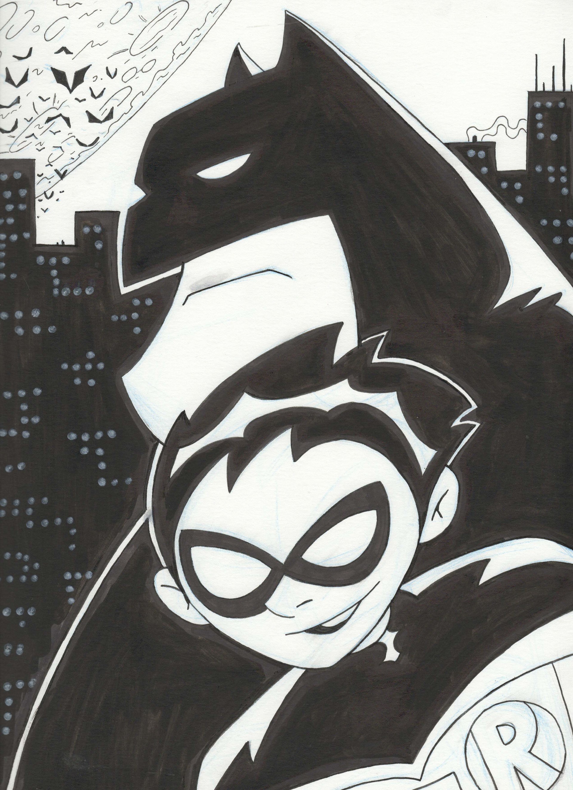 Brian Smith - Batman and Robin Print, Black and White