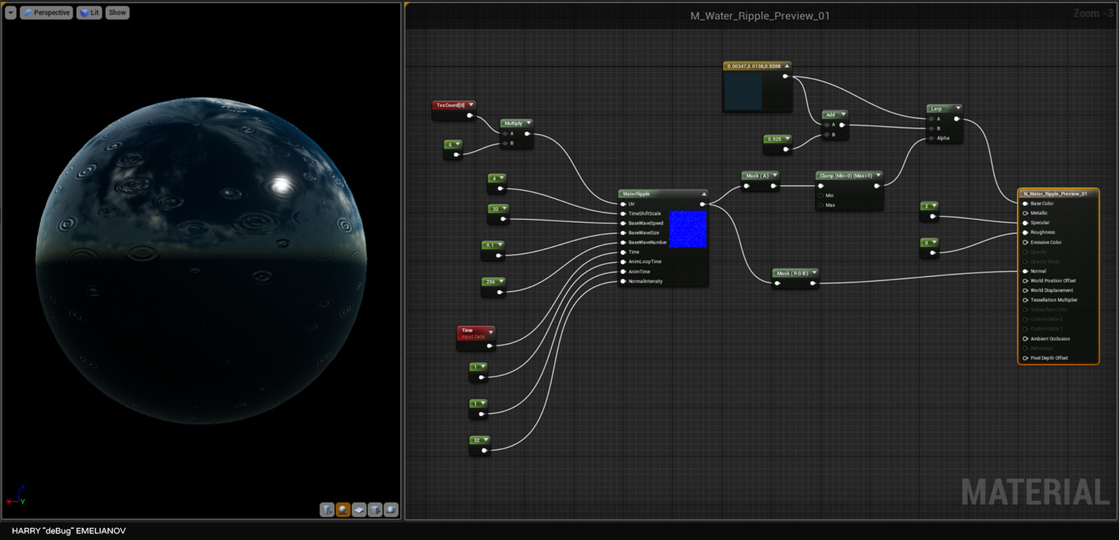 Harry "deBug" Emelianov - UE4 Water Ripple Shader