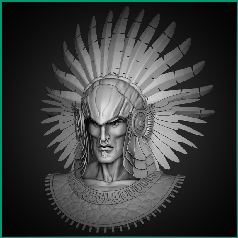 Aztec Warrior Face Drawing