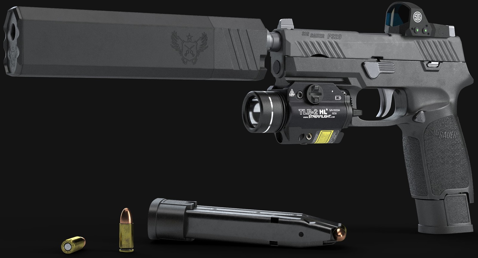 FMJ_3d - SIG Sauer P320 Carry TACOPS, Sight, Flashlight, Silencer (High ...