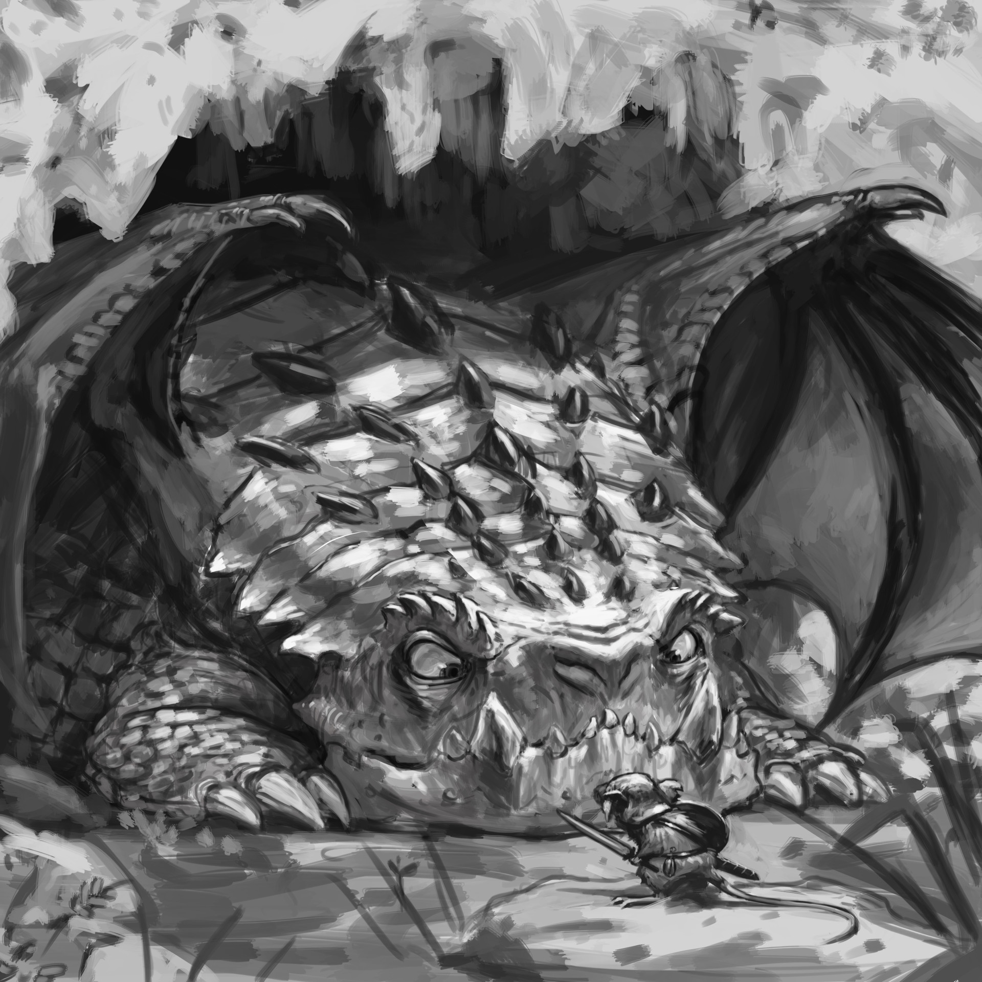 how to draw a dragon cave