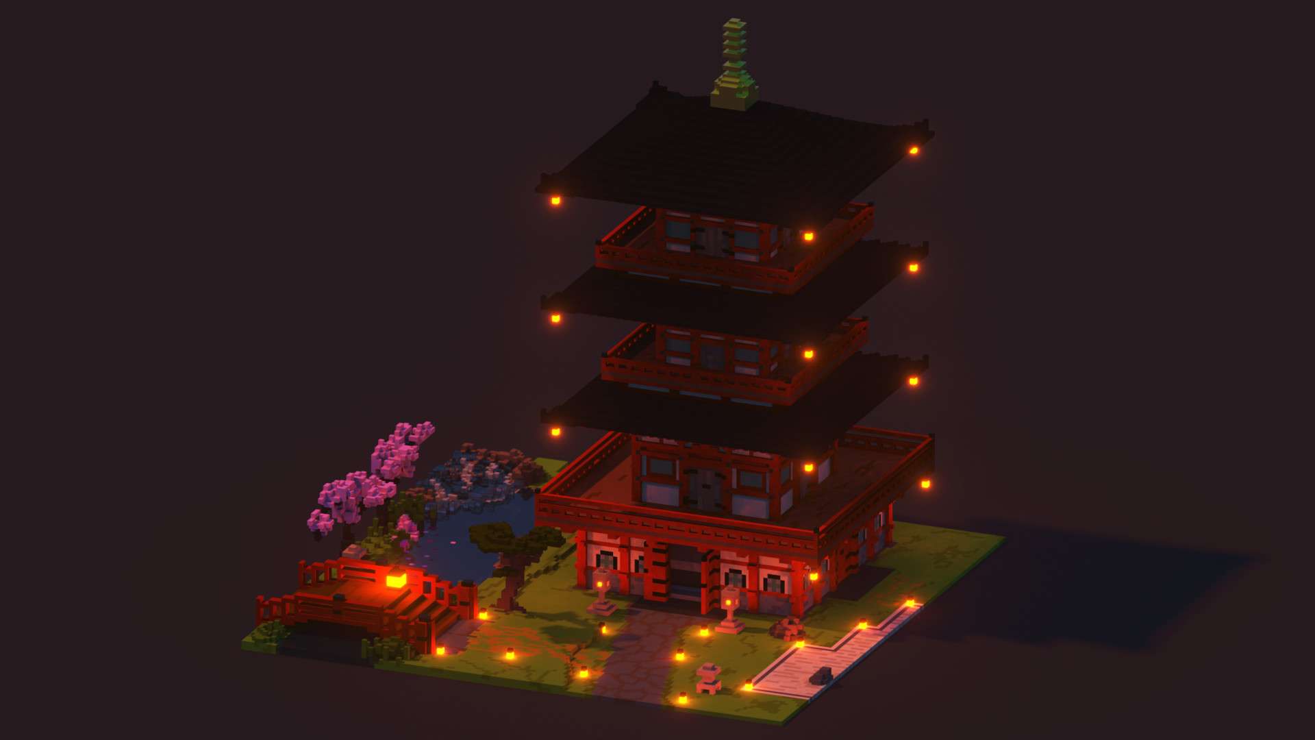 ArtStation - Voxel - Japanese Temple