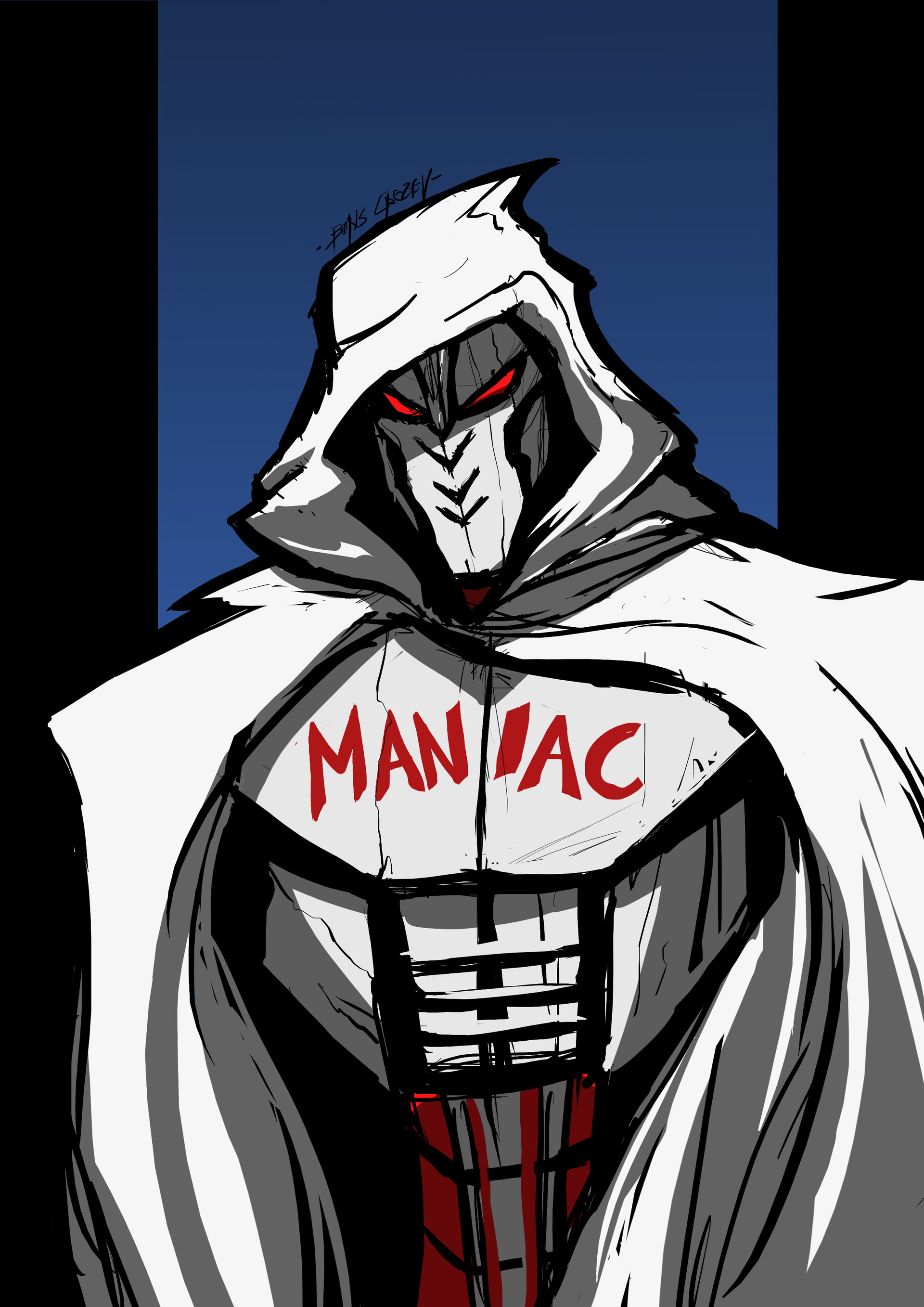 ArtStation - Maniac closeup sketch