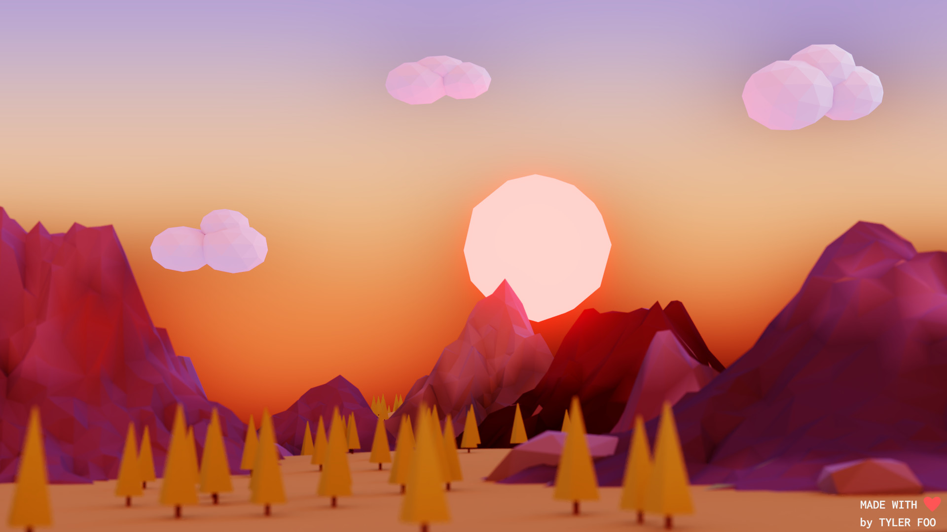 Lowpoly landscape sunset : r/low_poly