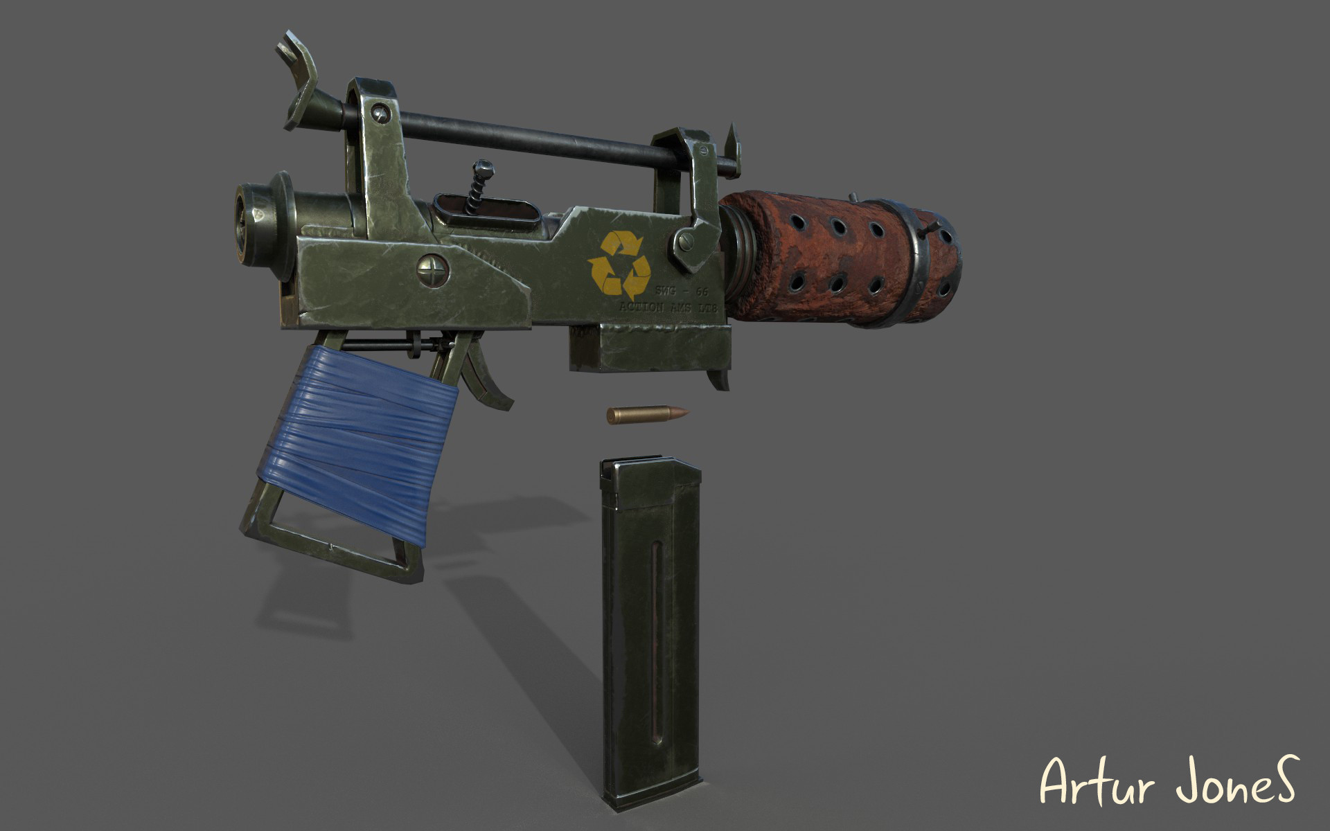 ArtStation - Stylized Submachine Crafted Gun