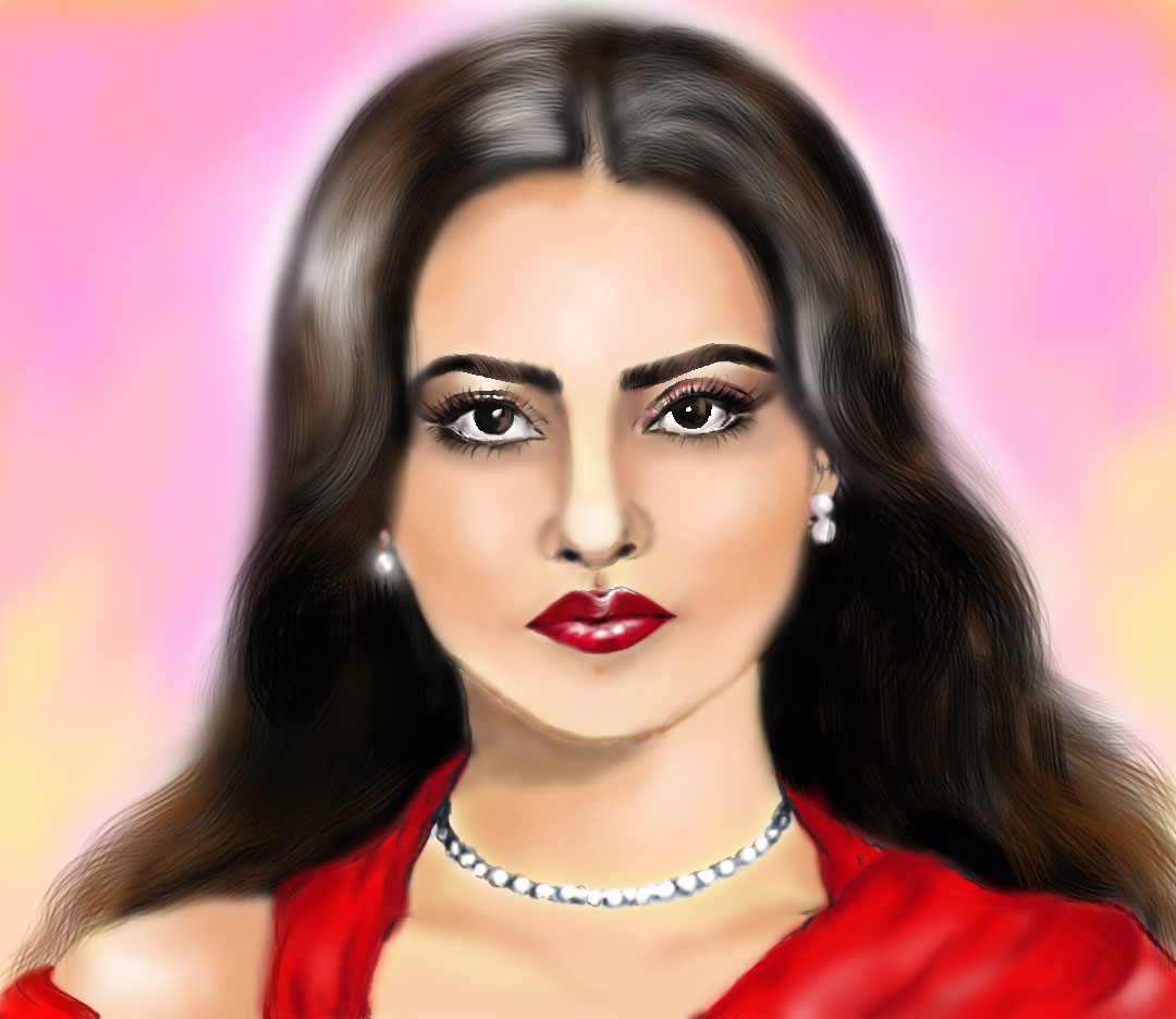 Meenal Chandra Acharya - Bollywood Legend Actress Rekha- Digital painting