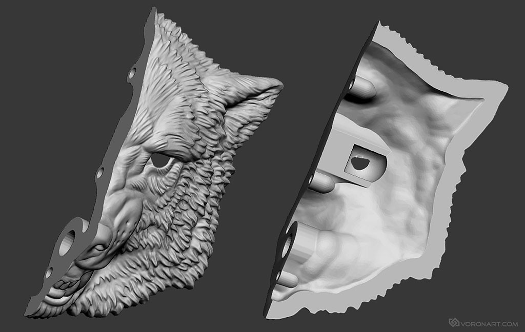 Nikolai Vorobev - Angry Wolf face. 3d print