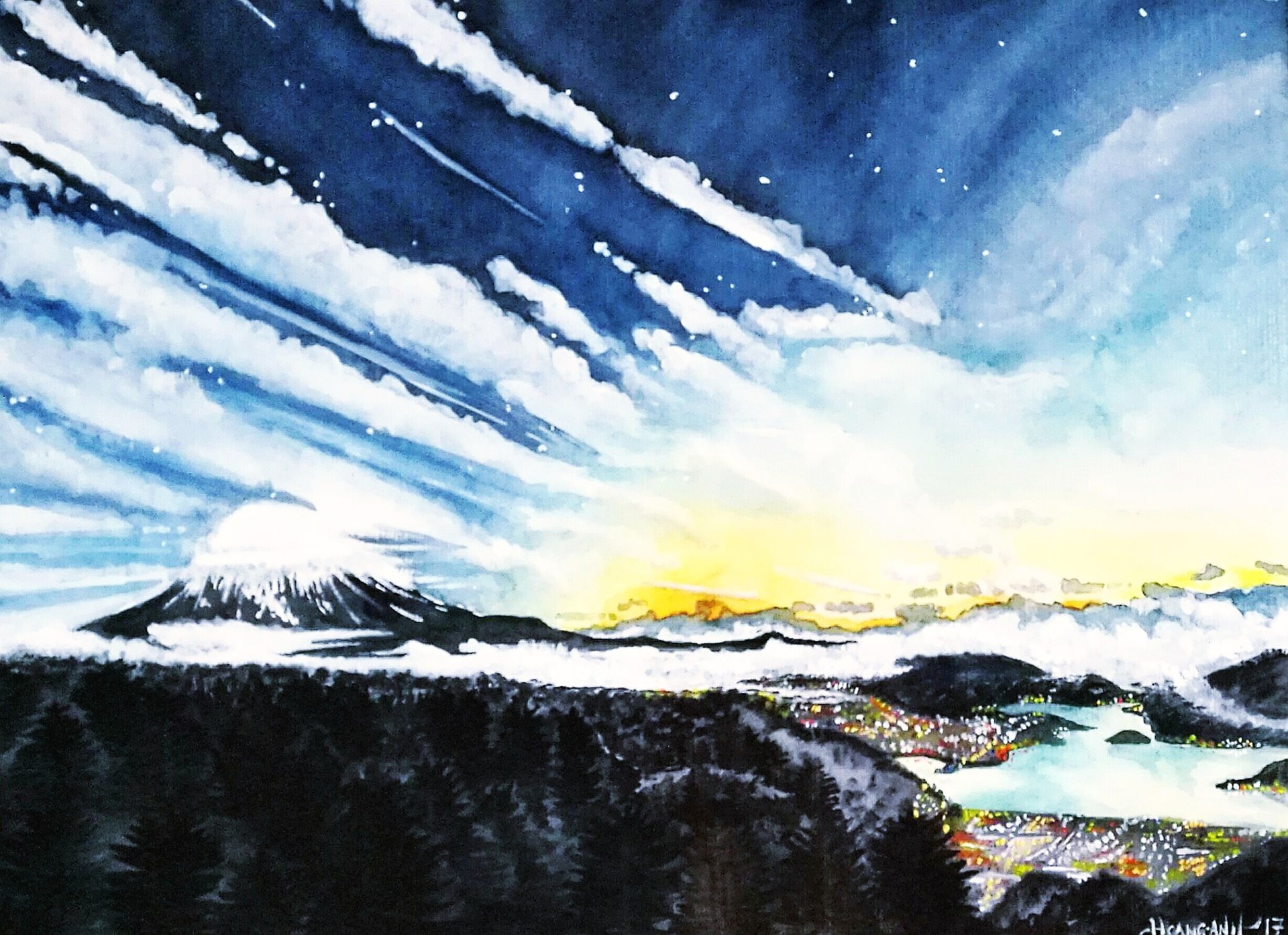 ArtStation - Sunrise on Mt. Fuji