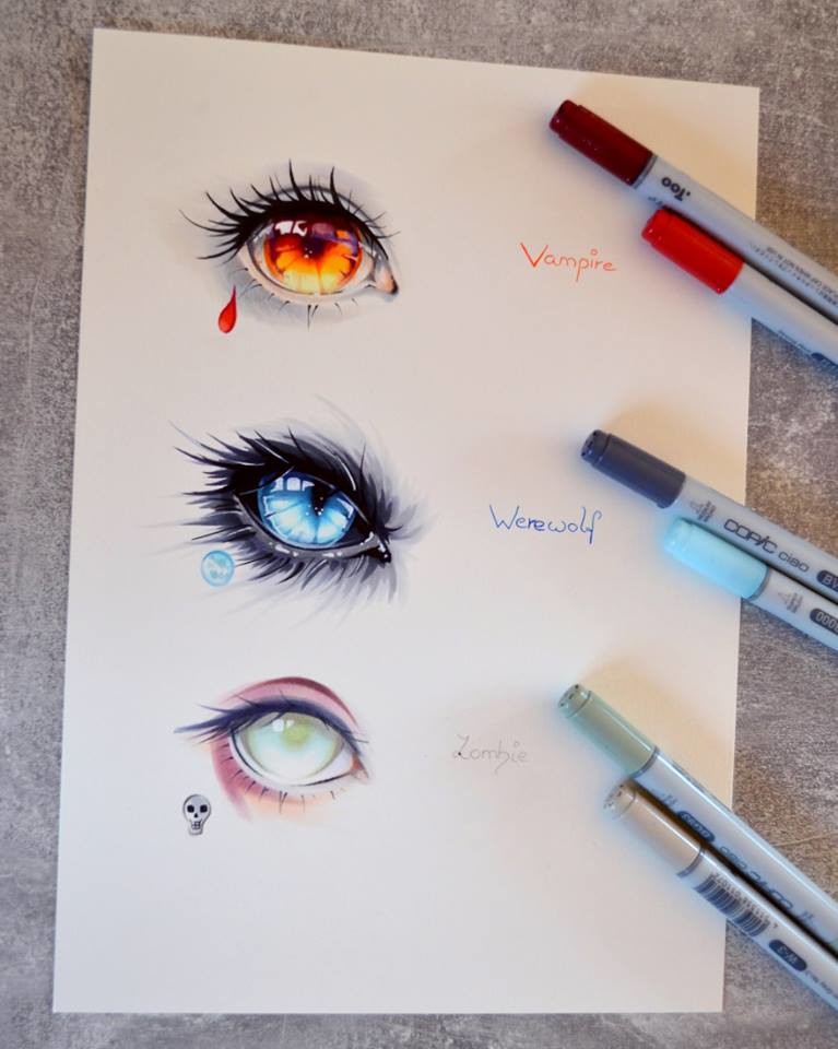 how to draw vampire eyes