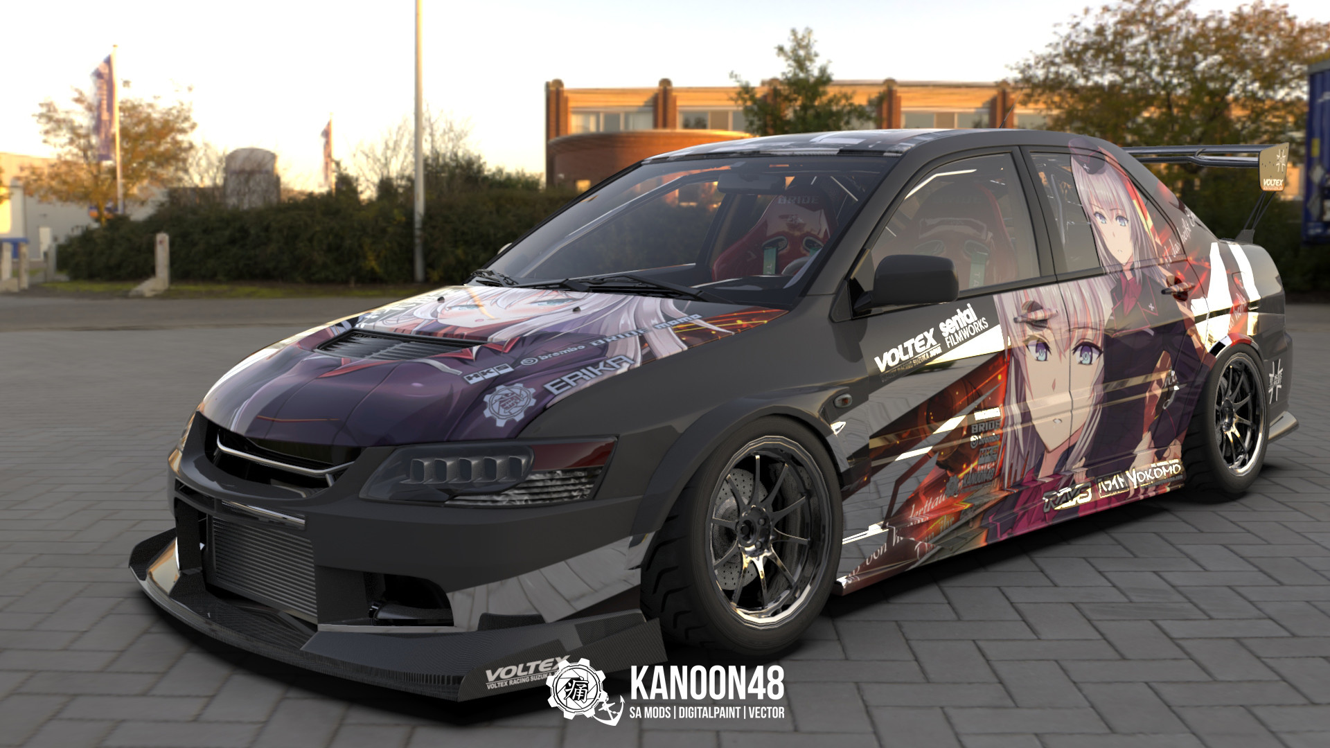 ArtStation - Mitsubishi Evolution IX Voltex Bodykit with Itsumi Erika ...
