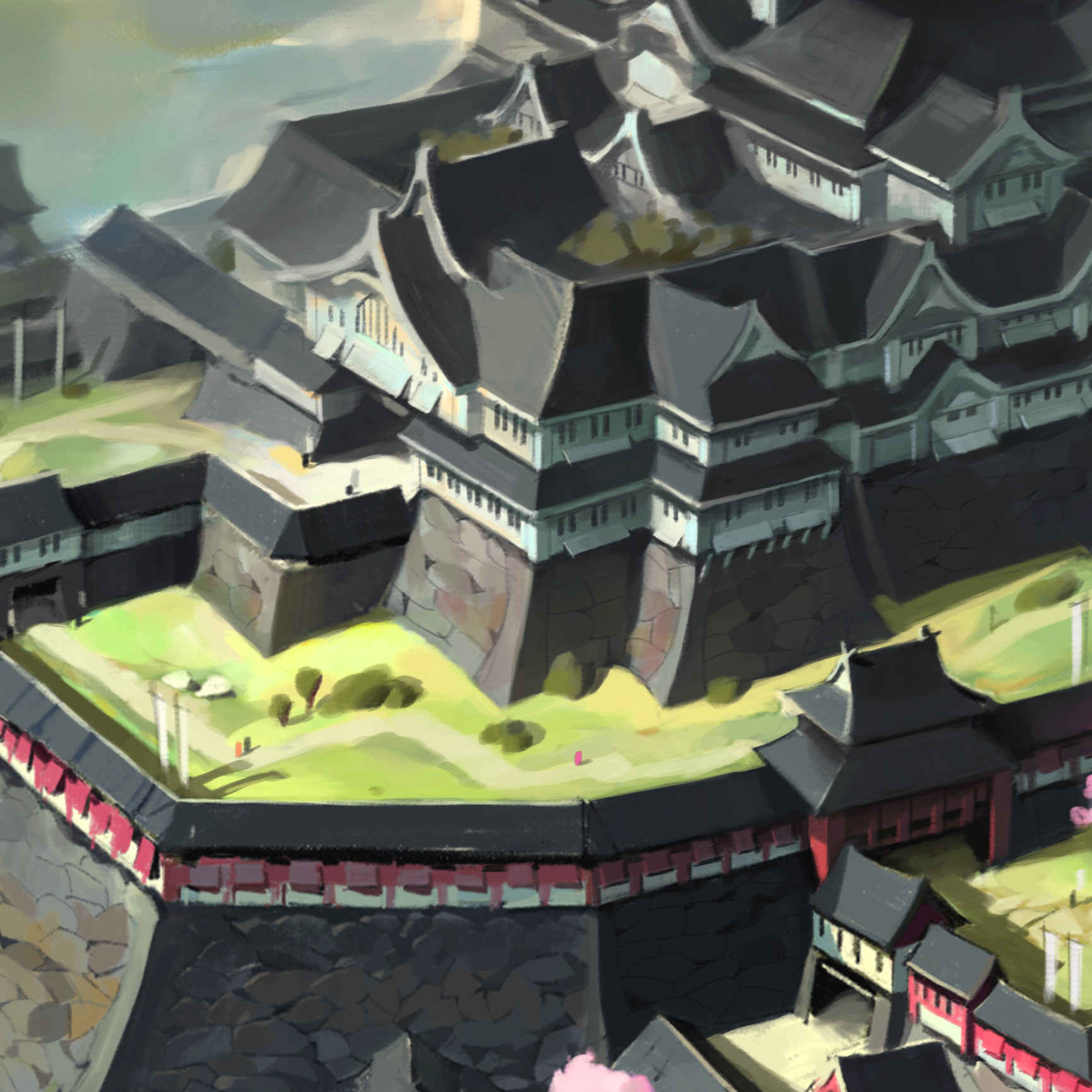 Chaehyeon Ra - Japanese castle concept art.