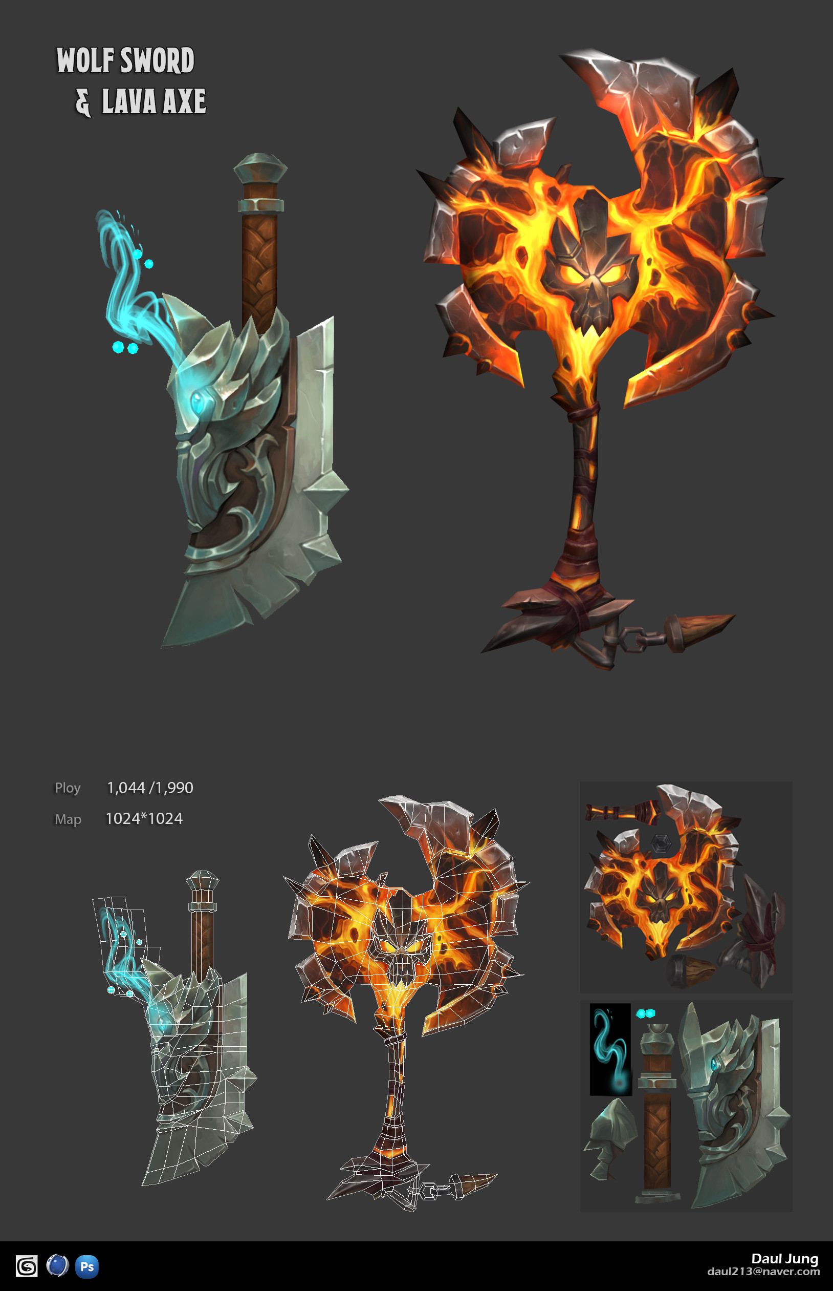 ArtStation - Wolf sword & Lava Axe