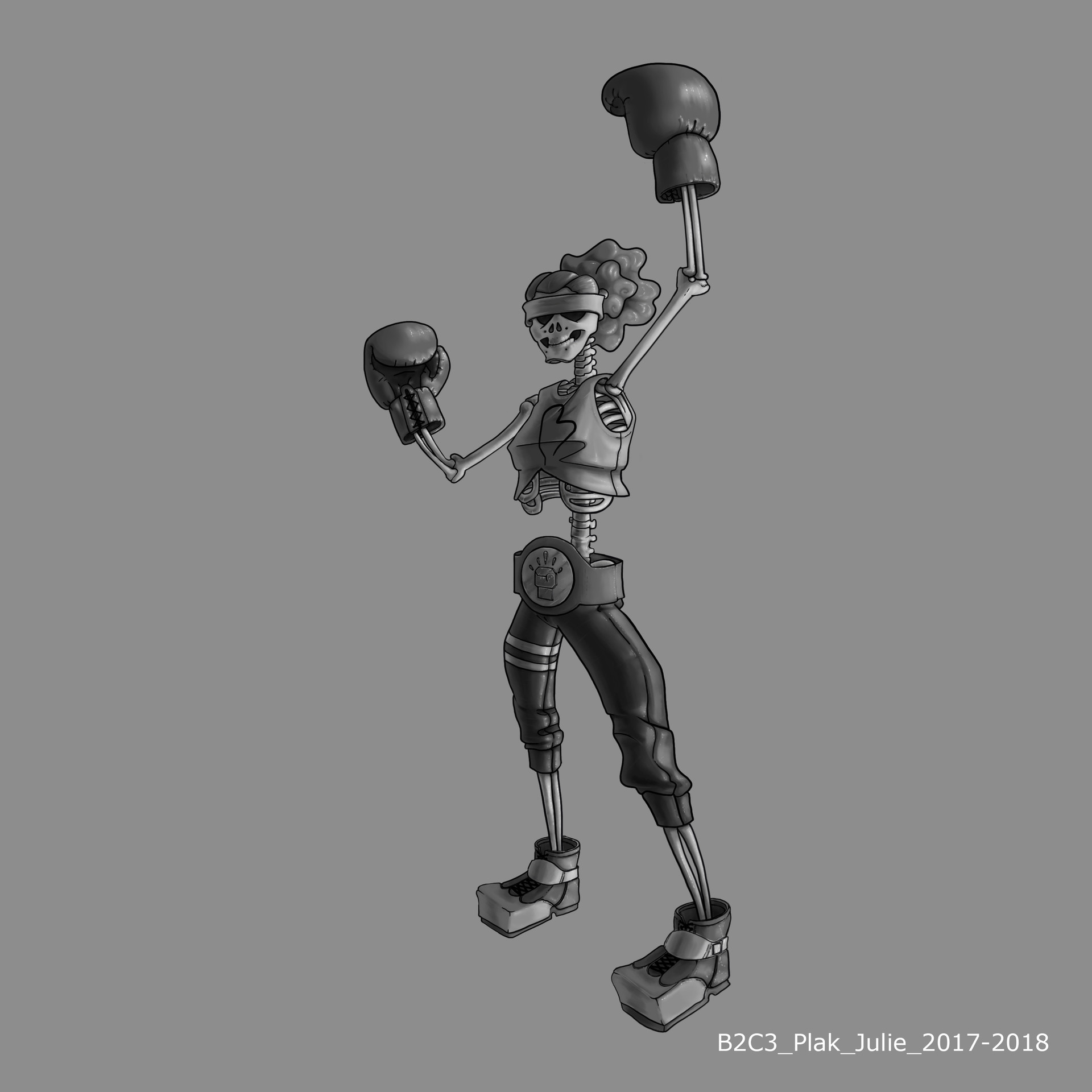 Julie Plak - character design - A boxer skeleton