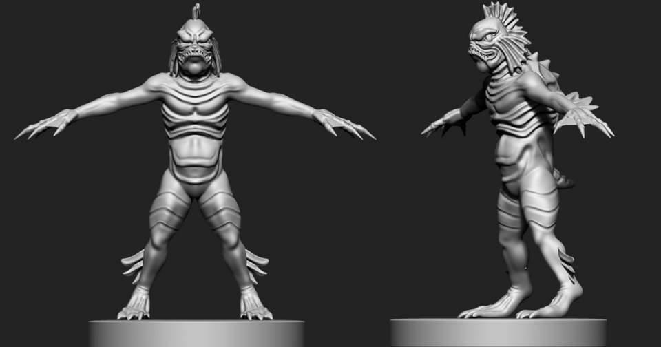 Josh Simon - Gill Man Full figure statue - Zbrush Sculpt WIP