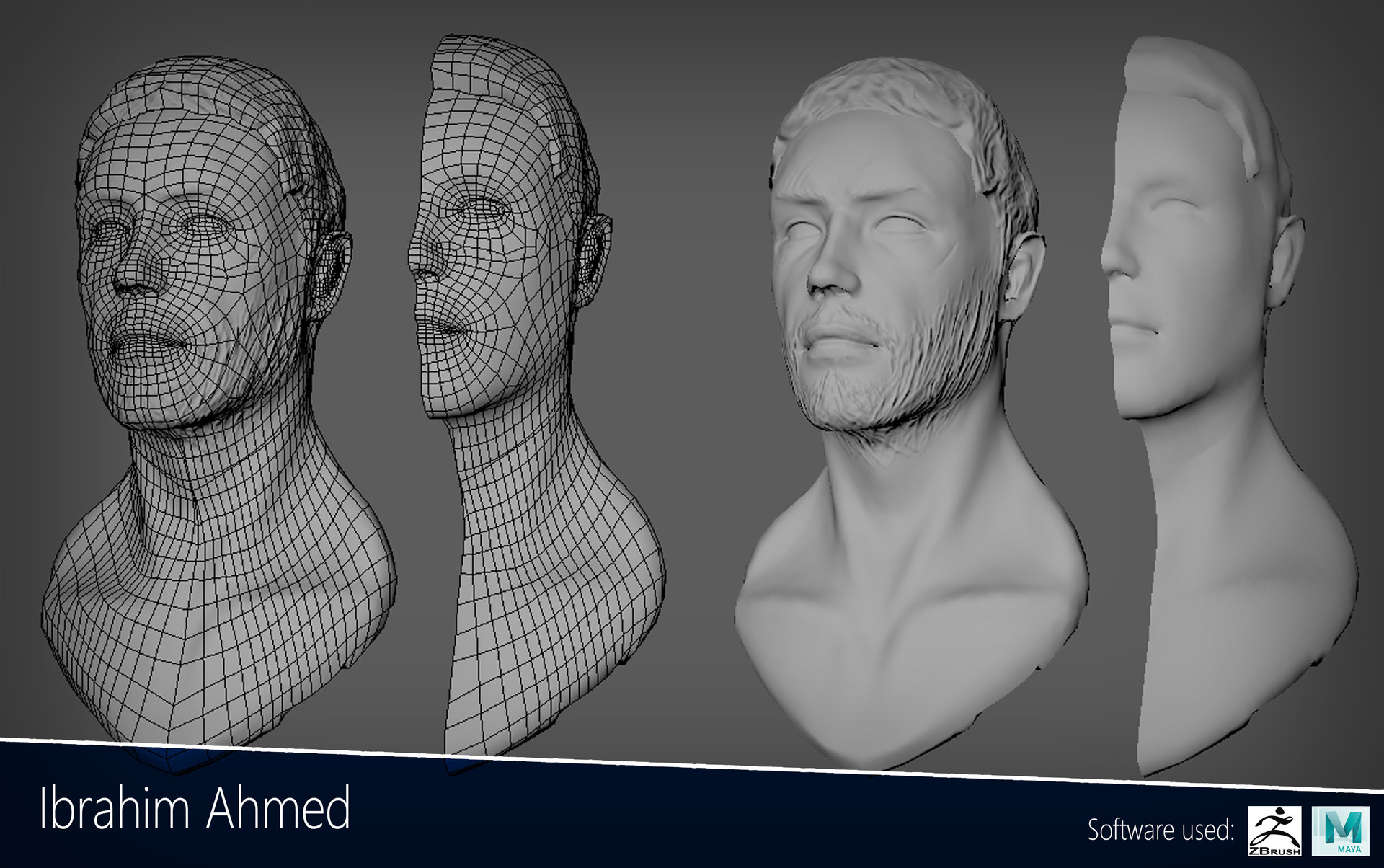 Iby Ahmed - Zbrush Head Bust Sculpt (Retopology Practice)