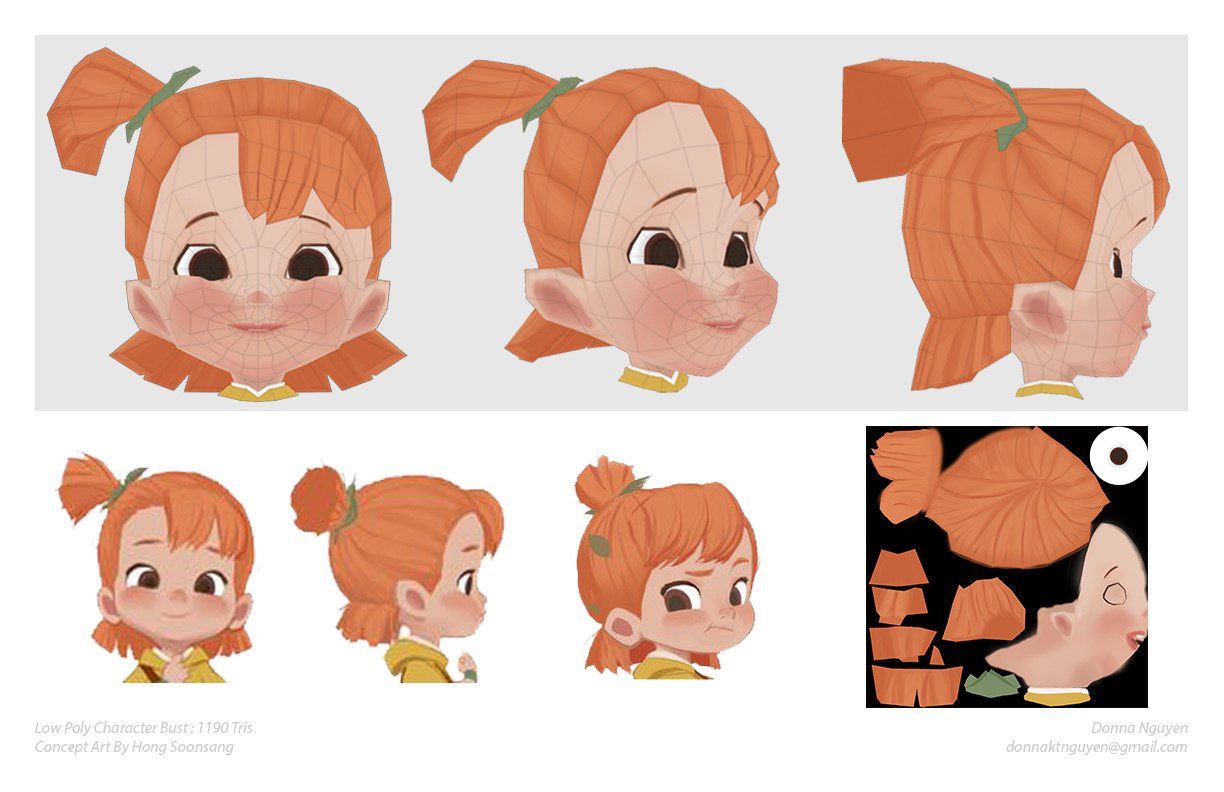 Donna Nguyen - Low Poly Bust Character