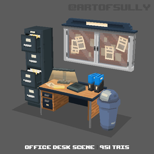 ArtStation - 3D Pixel-Art Office Desk Scene (Commission)