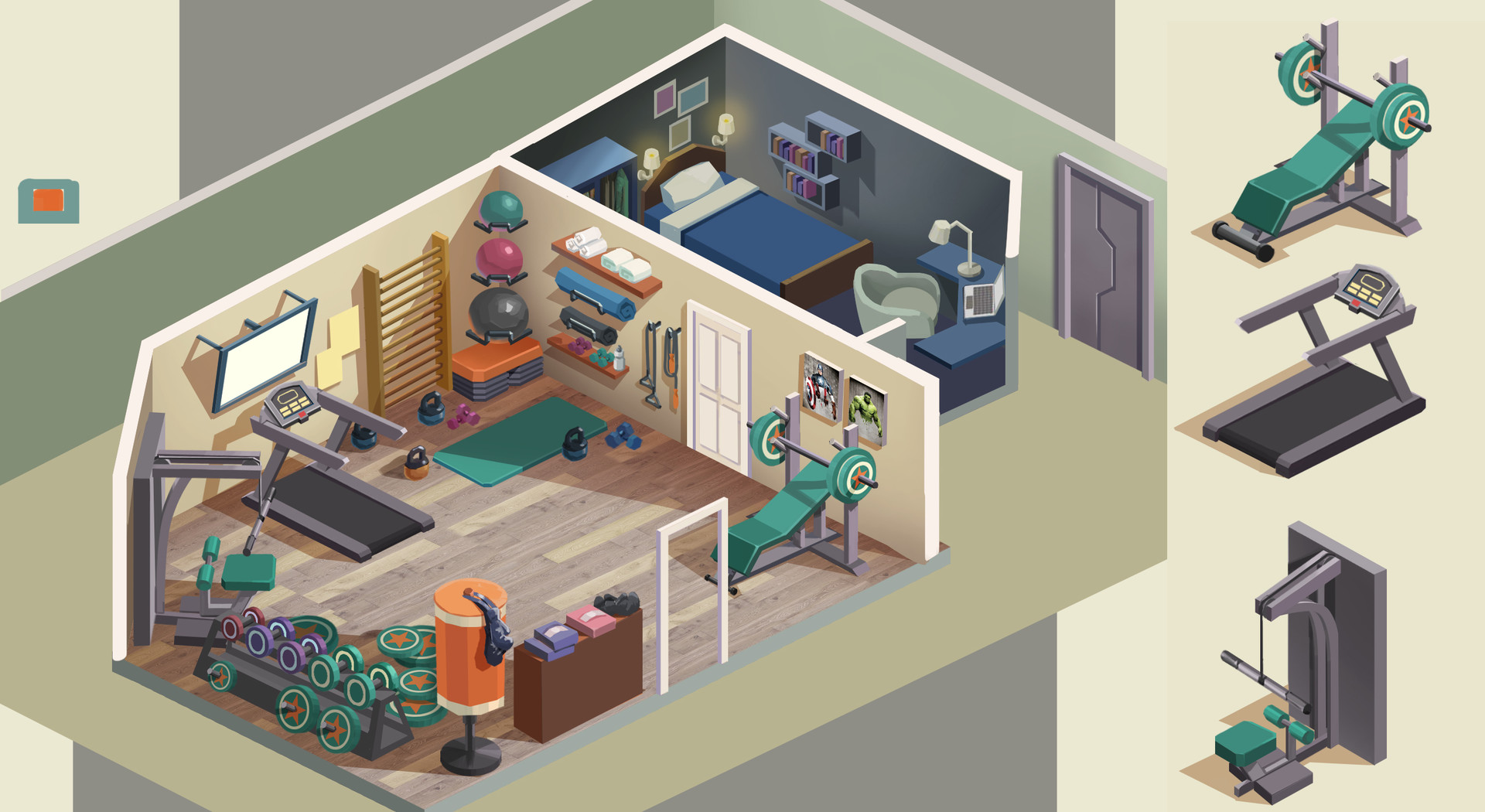 ArtStation - Gym Room Design