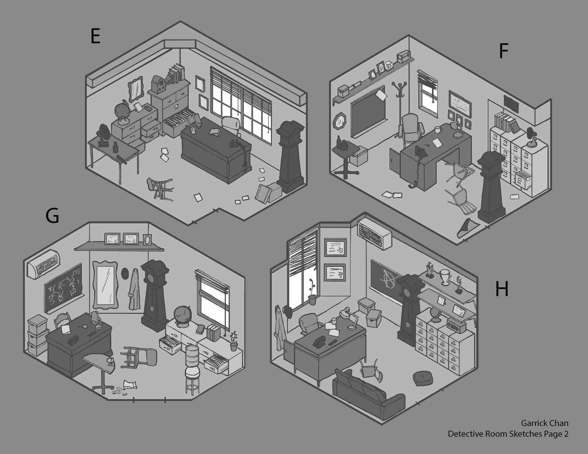 Garrick Chan - Isometric Detective Room