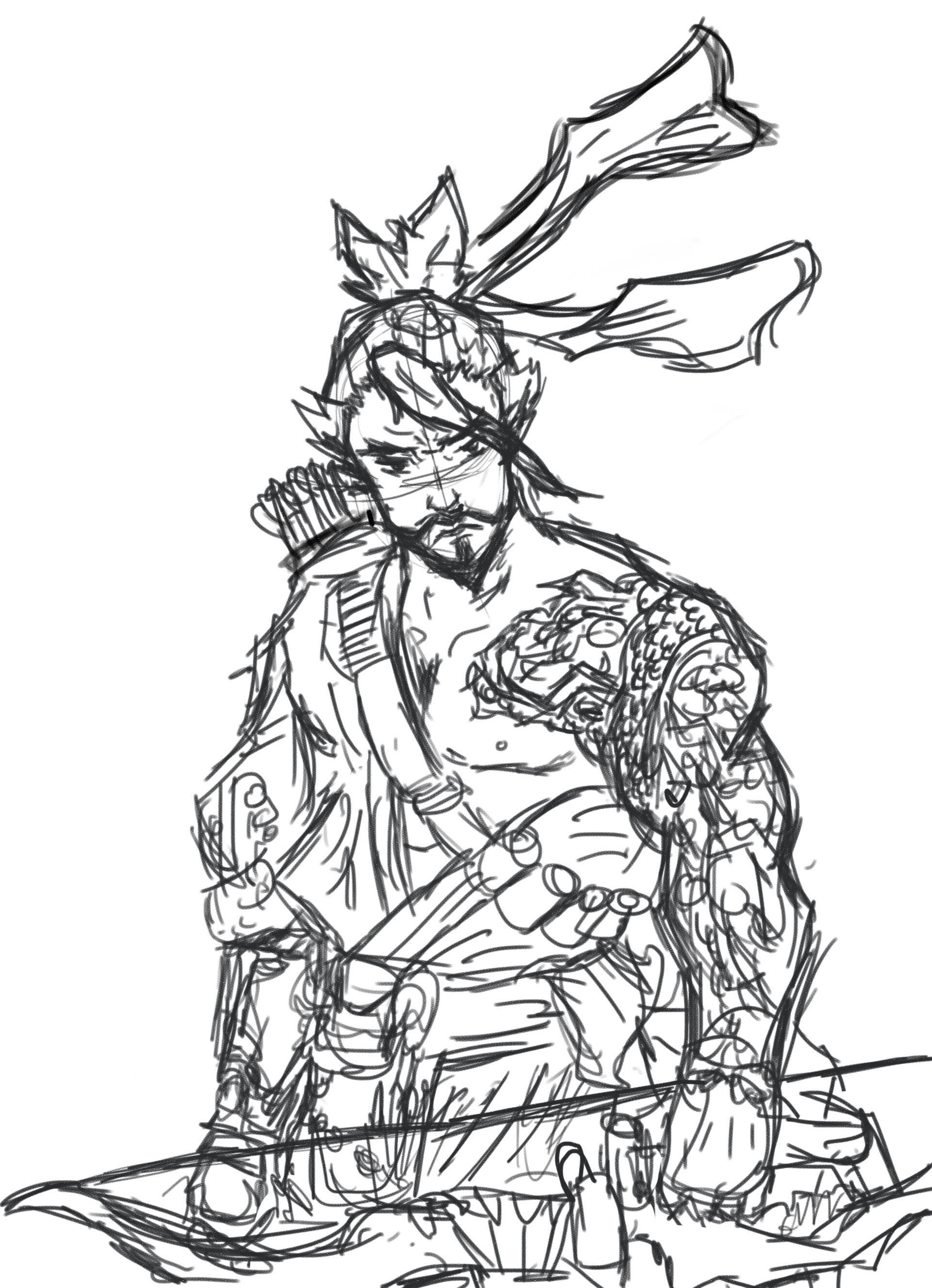 how to draw overwatch hanzo