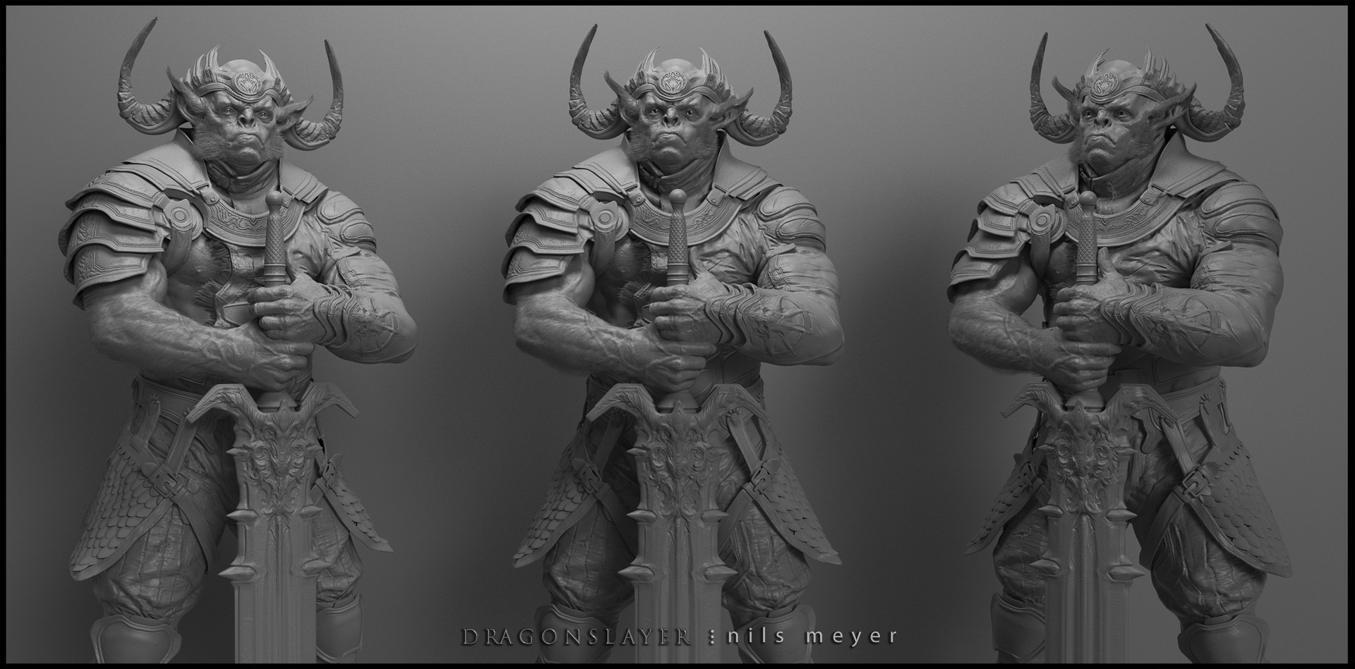 ArtStation - dragon slayer greyscale